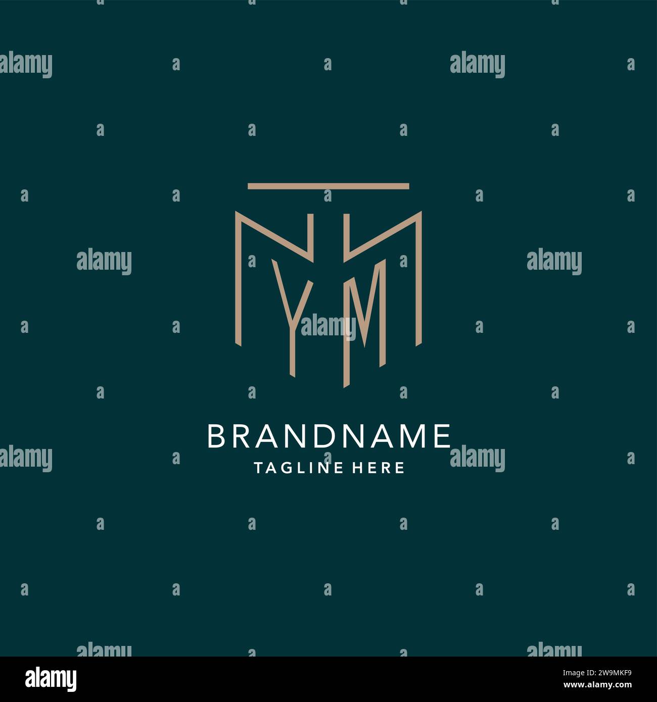 Luxury modern YM logo monogram with geometric monoline style vector graphic Stock Vector Image ...