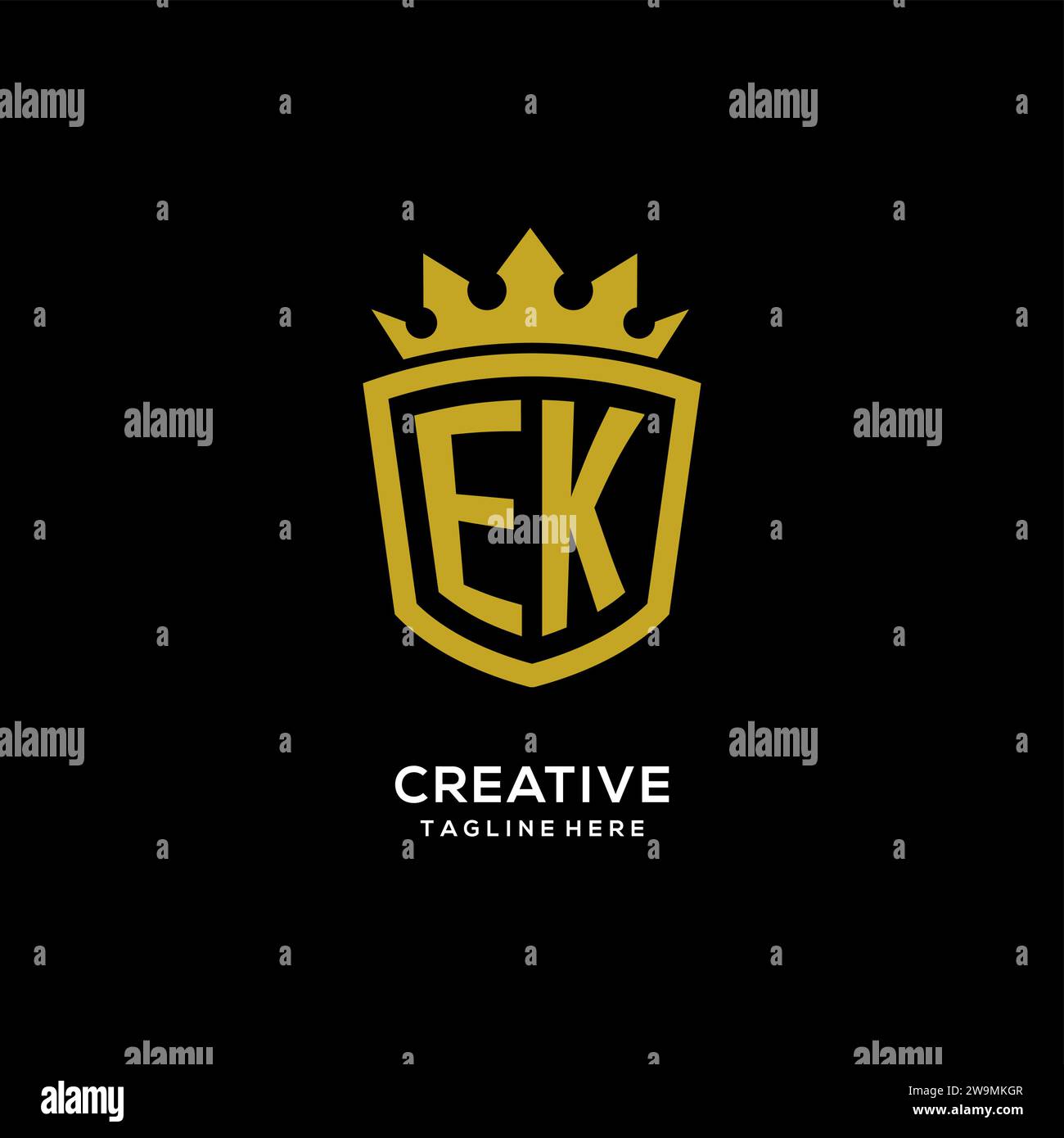 Initial EK logo shield crown style, luxury elegant monogram logo design vector graphic Stock ...
