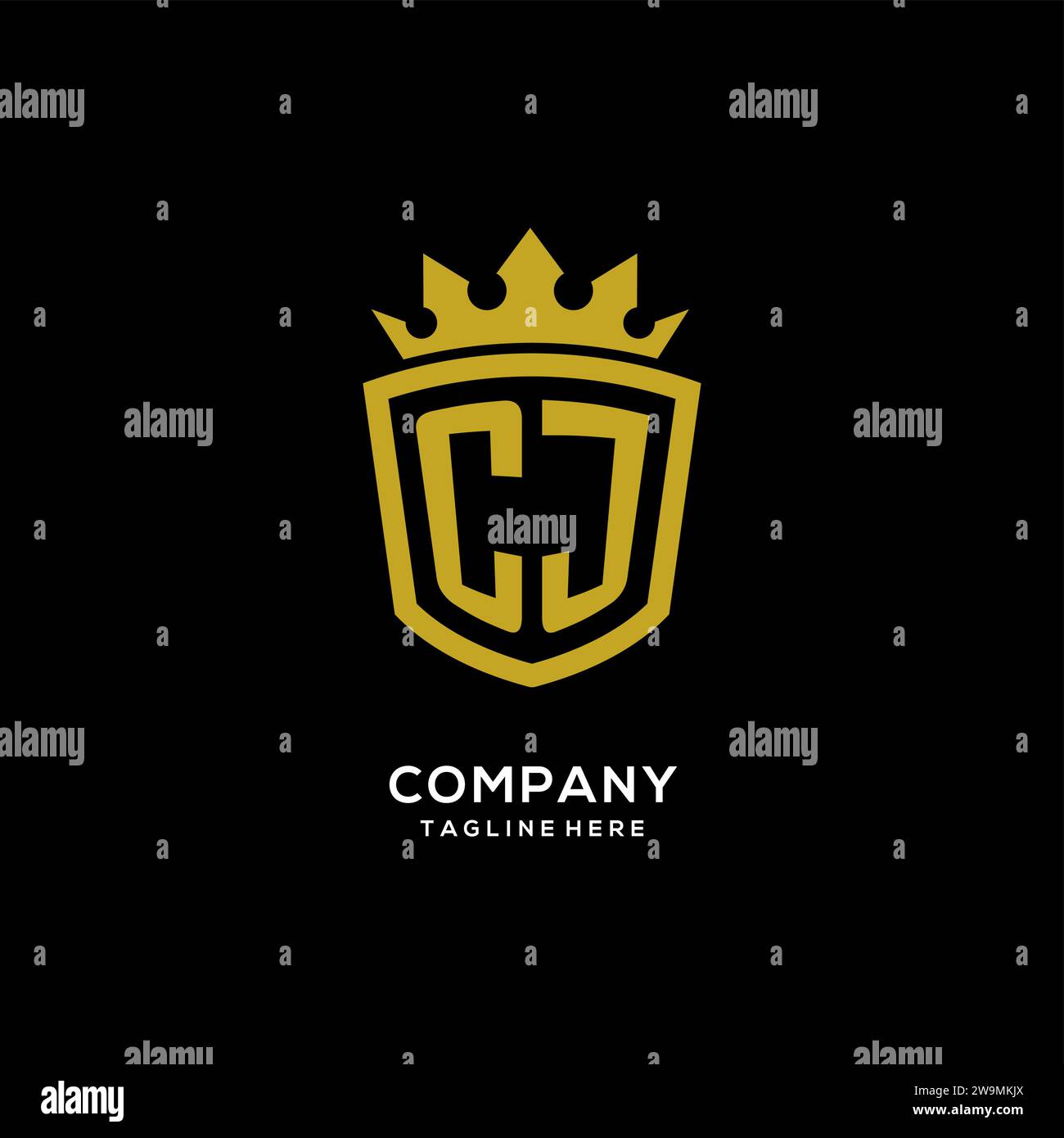 Initial CJ logo shield crown style, luxury elegant monogram logo design ...