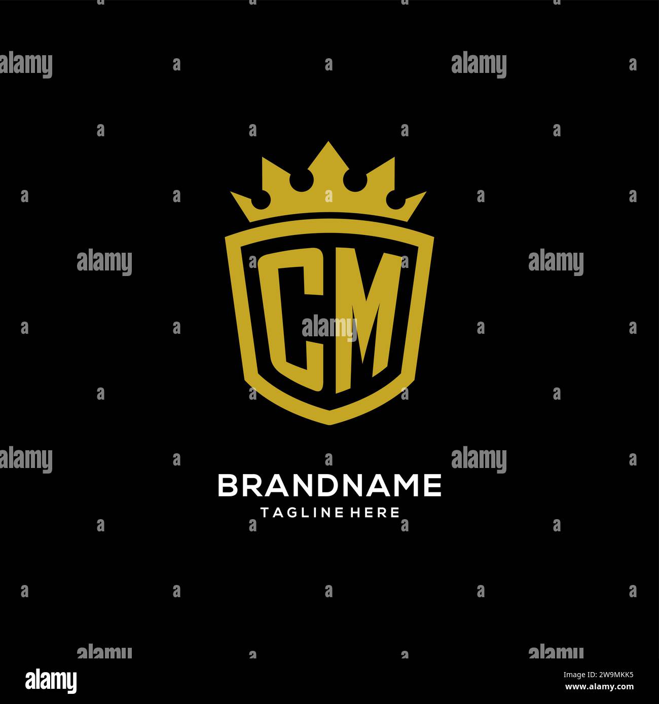 Initial CM logo shield crown style, luxury elegant monogram logo design ...
