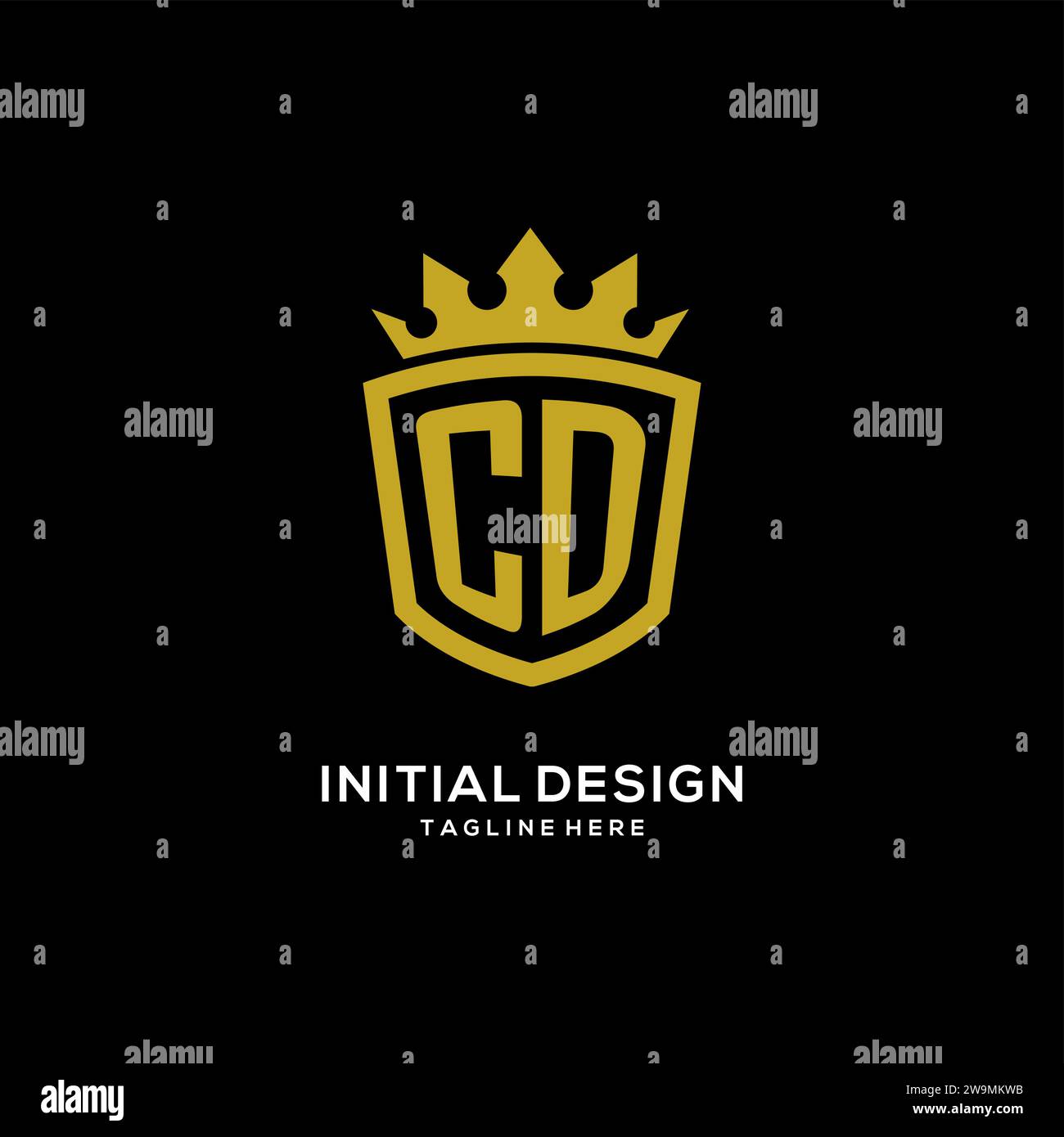 Initial CD logo shield crown style, luxury elegant monogram logo design ...