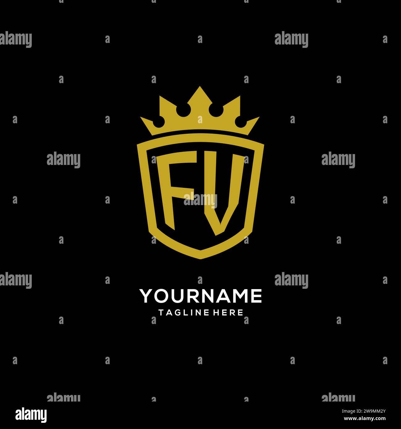 Initial FV logo shield crown style, luxury elegant monogram logo design vector graphic Stock ...