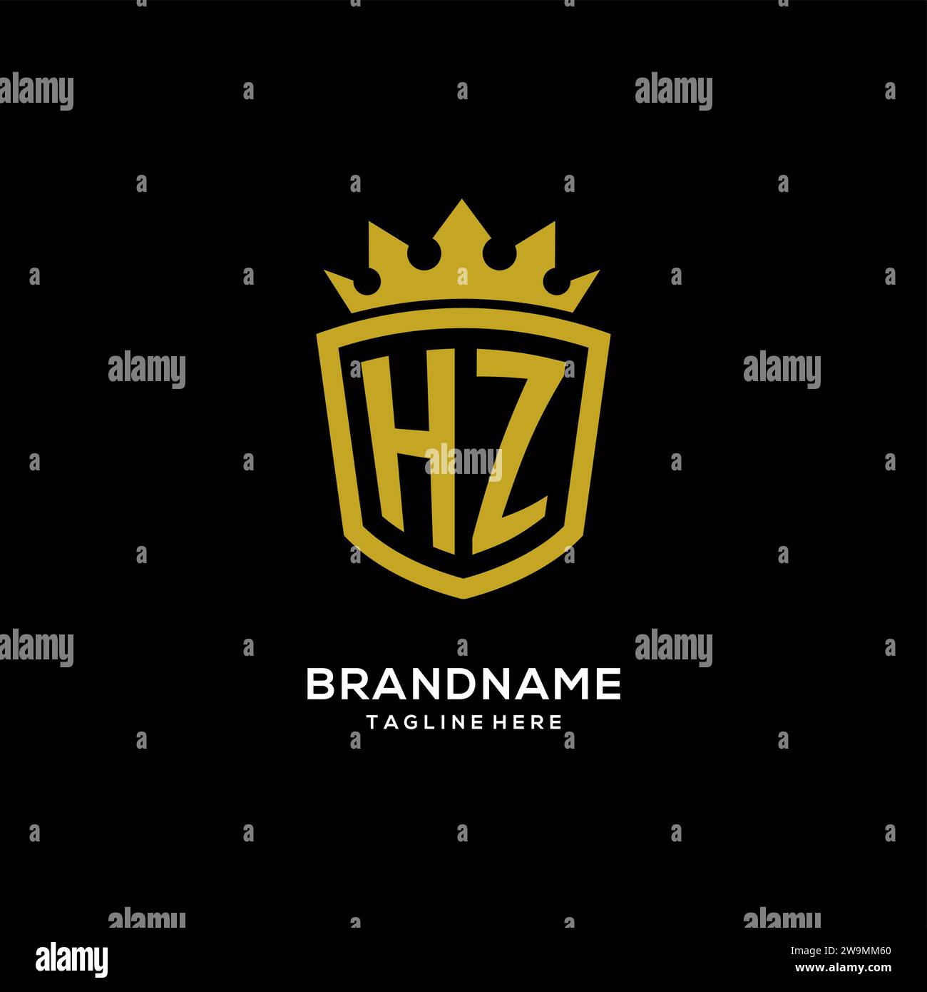 Initial HZ logo shield crown style, luxury elegant monogram logo design vector graphic Stock ...