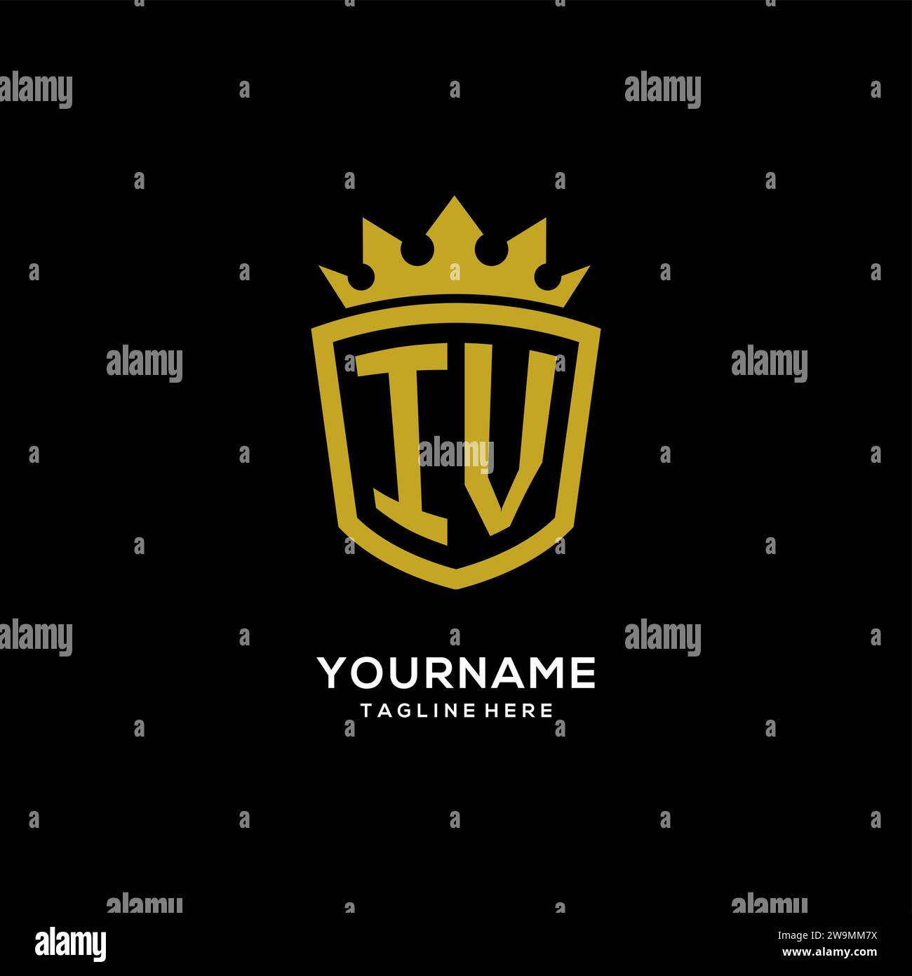 Initial IV logo shield crown style, luxury elegant monogram logo design ...