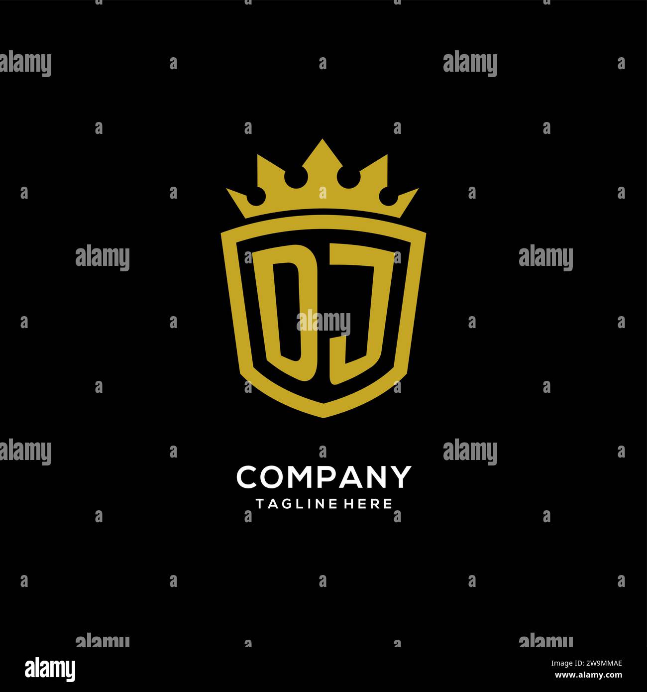 Initial DJ logo shield crown style, luxury elegant monogram logo design ...