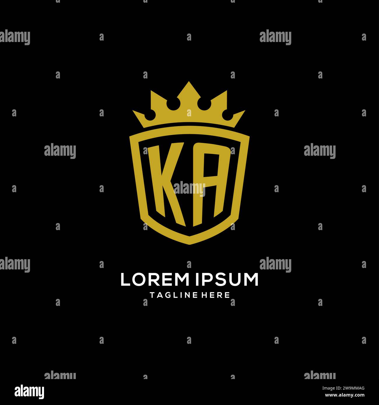 Initial KA logo shield crown style, luxury elegant monogram logo design vector graphic Stock ...