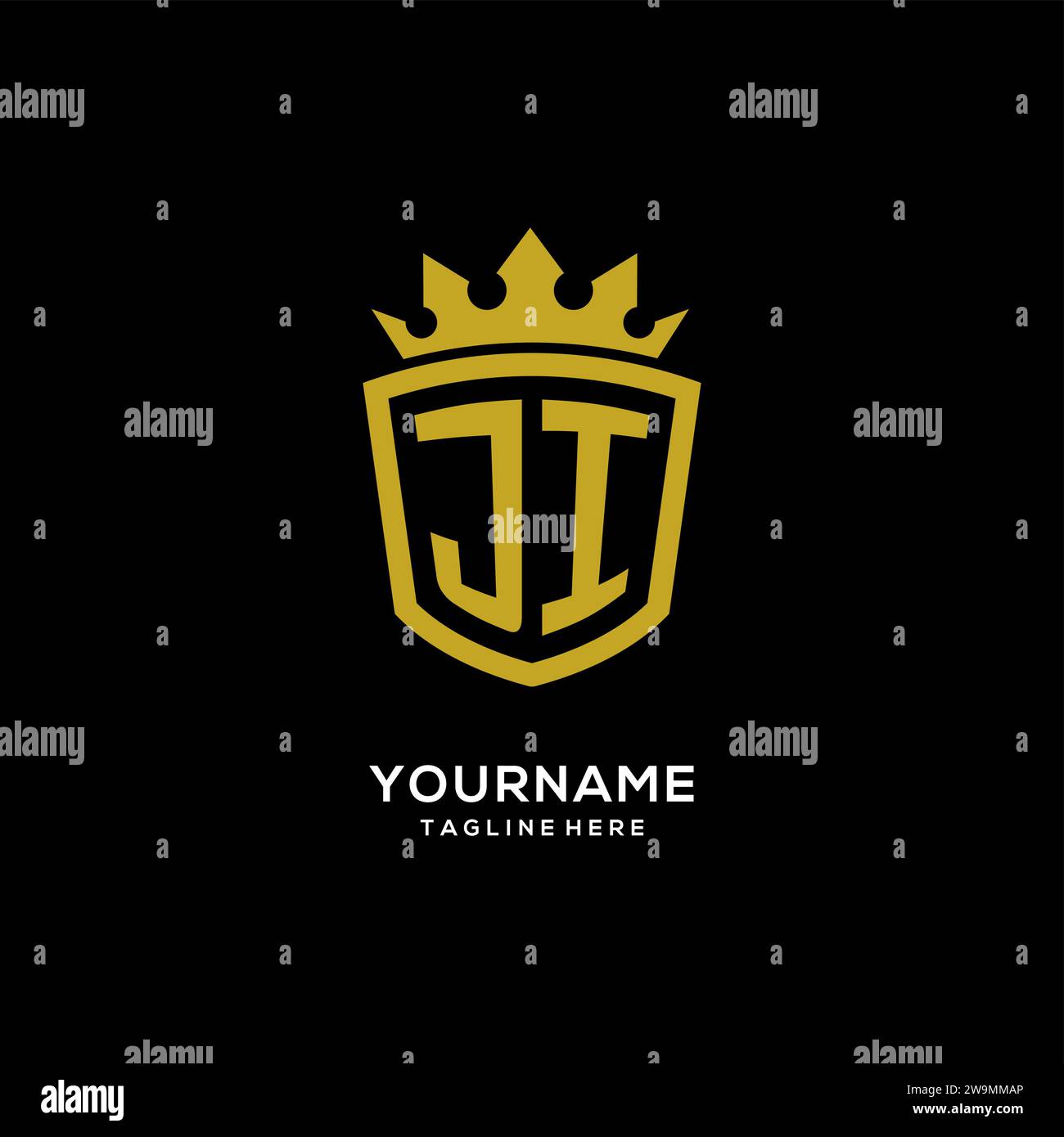 Initial JI logo shield crown style, luxury elegant monogram logo design ...