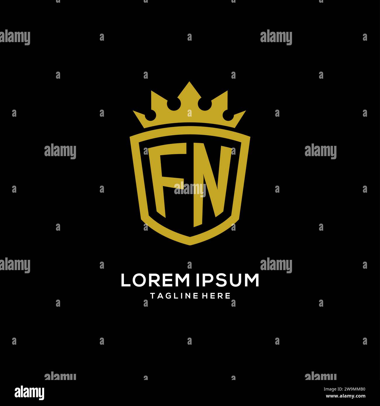 Initial FN logo shield crown style, luxury elegant monogram logo design ...