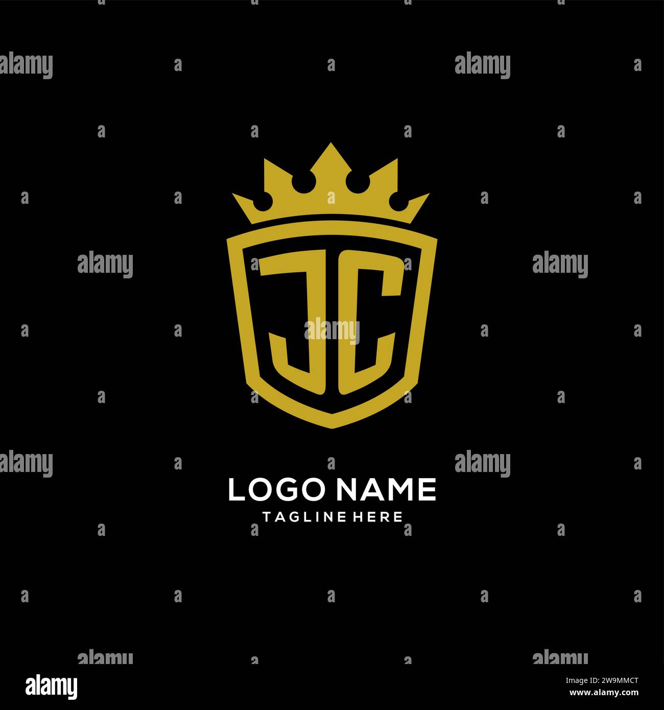 Initial JC logo shield crown style, luxury elegant monogram logo design vector graphic Stock ...
