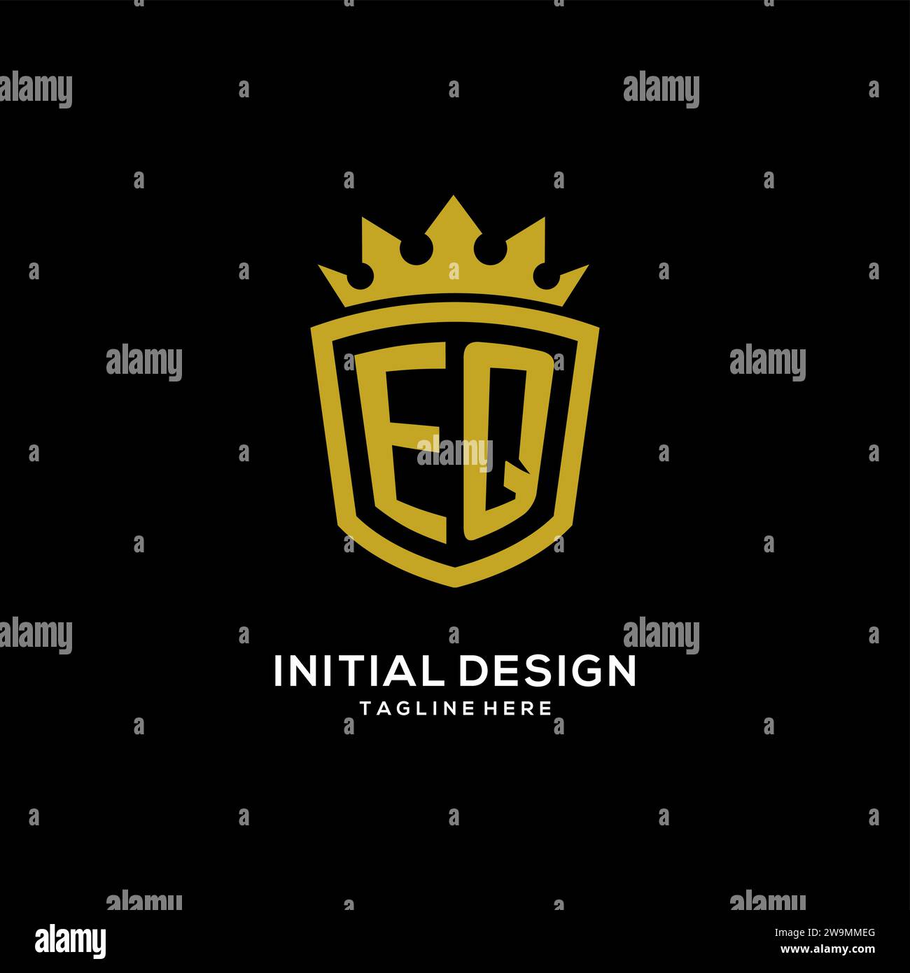 Initial EQ logo shield crown style, luxury elegant monogram logo design ...
