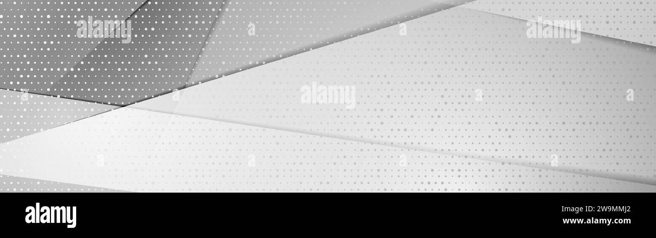 Grey abstract low poly tech background with small dots. Vector banner ...