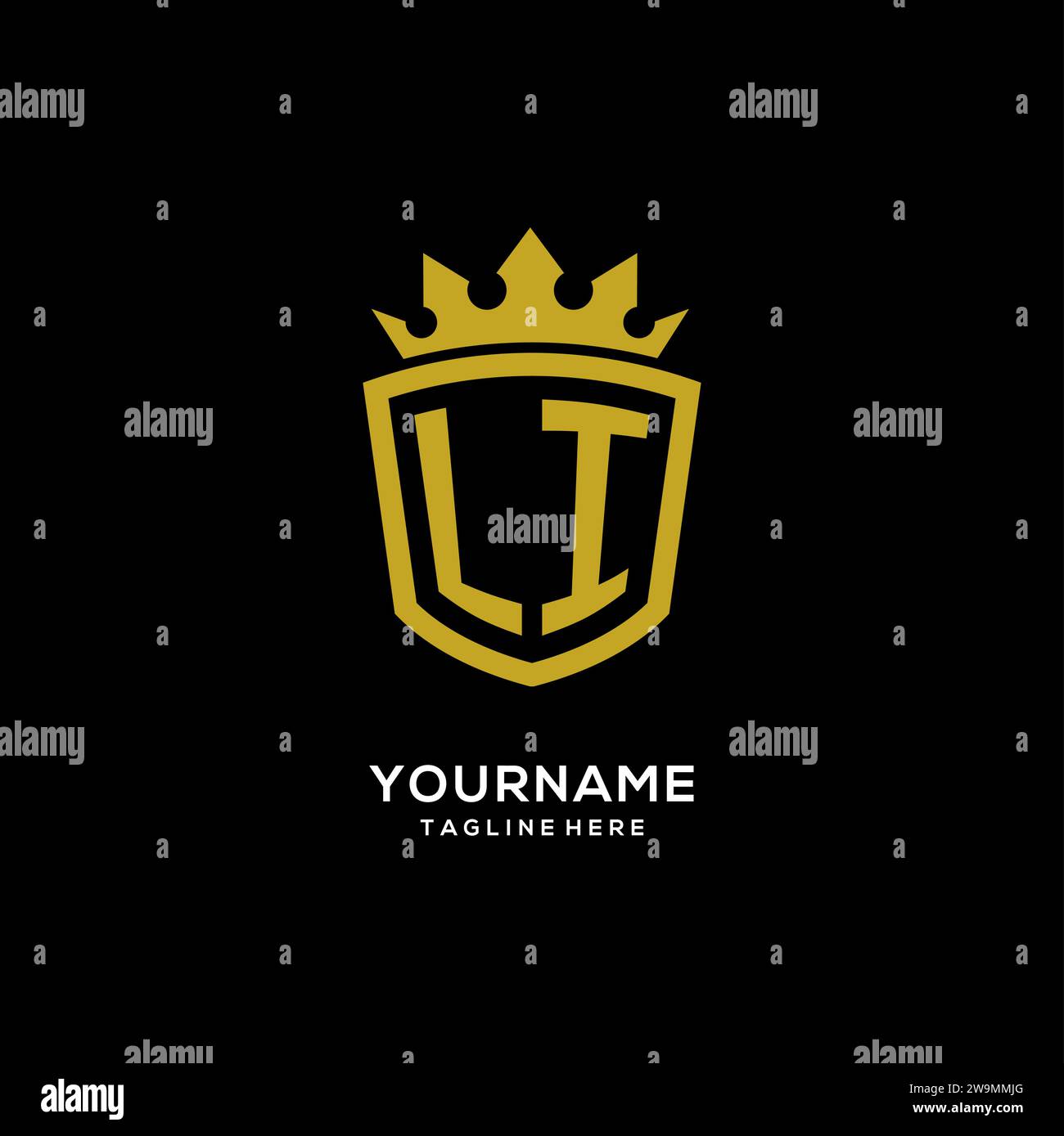 Initial LI logo shield crown style, luxury elegant monogram logo design vector graphic Stock ...