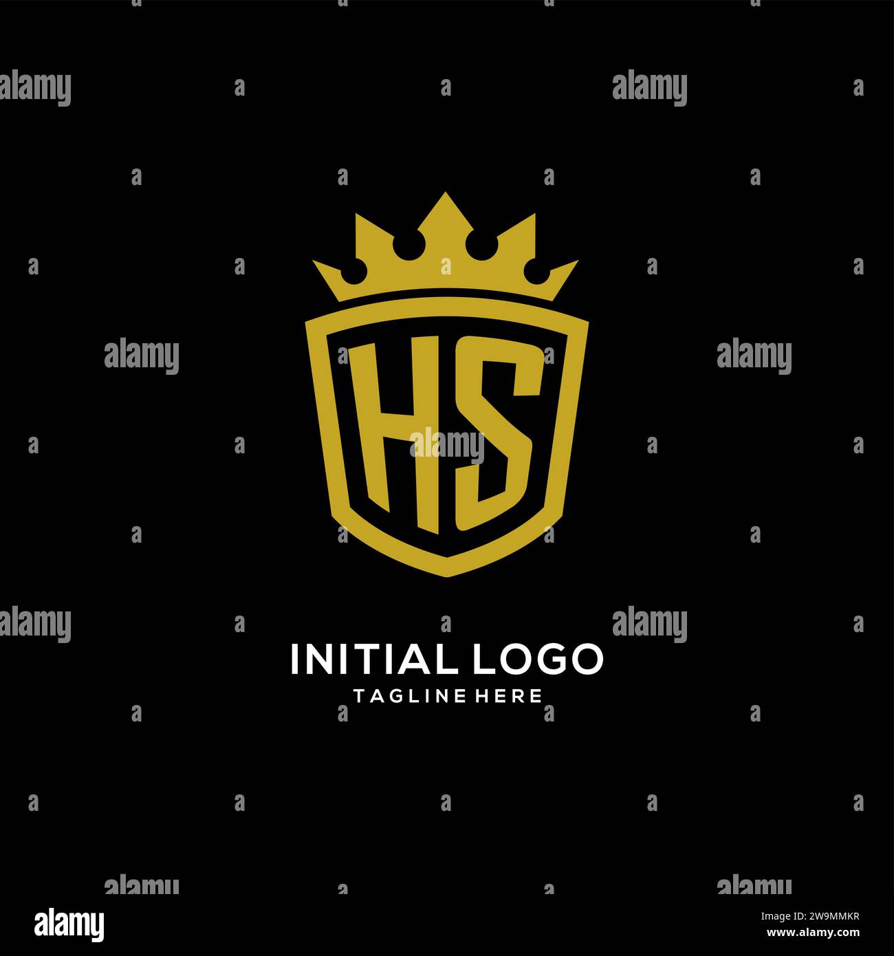 Initial HS logo shield crown style, luxury elegant monogram logo design ...