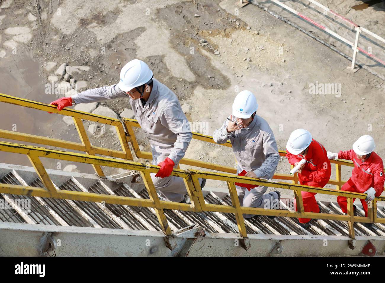 LIUZHOU, CHINA - JUNE 2, 2023 - Workers work on a drilling platform of ...