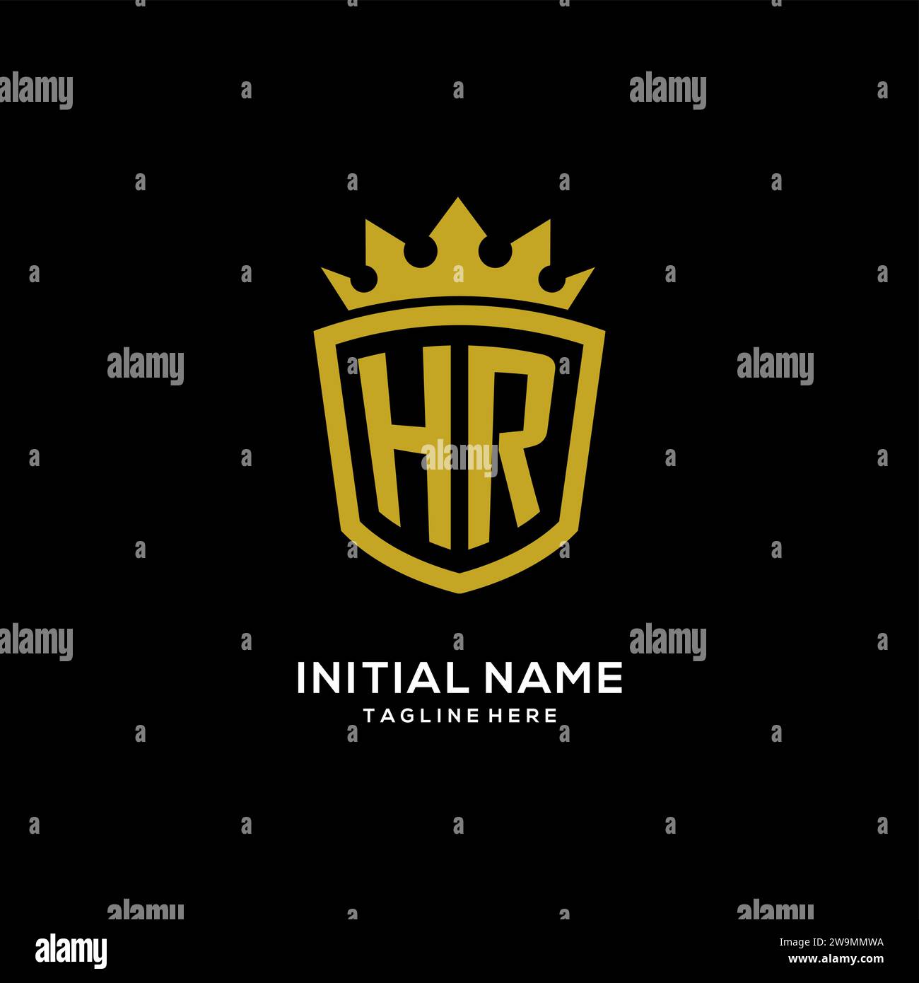 Initial HR logo shield crown style, luxury elegant monogram logo design ...