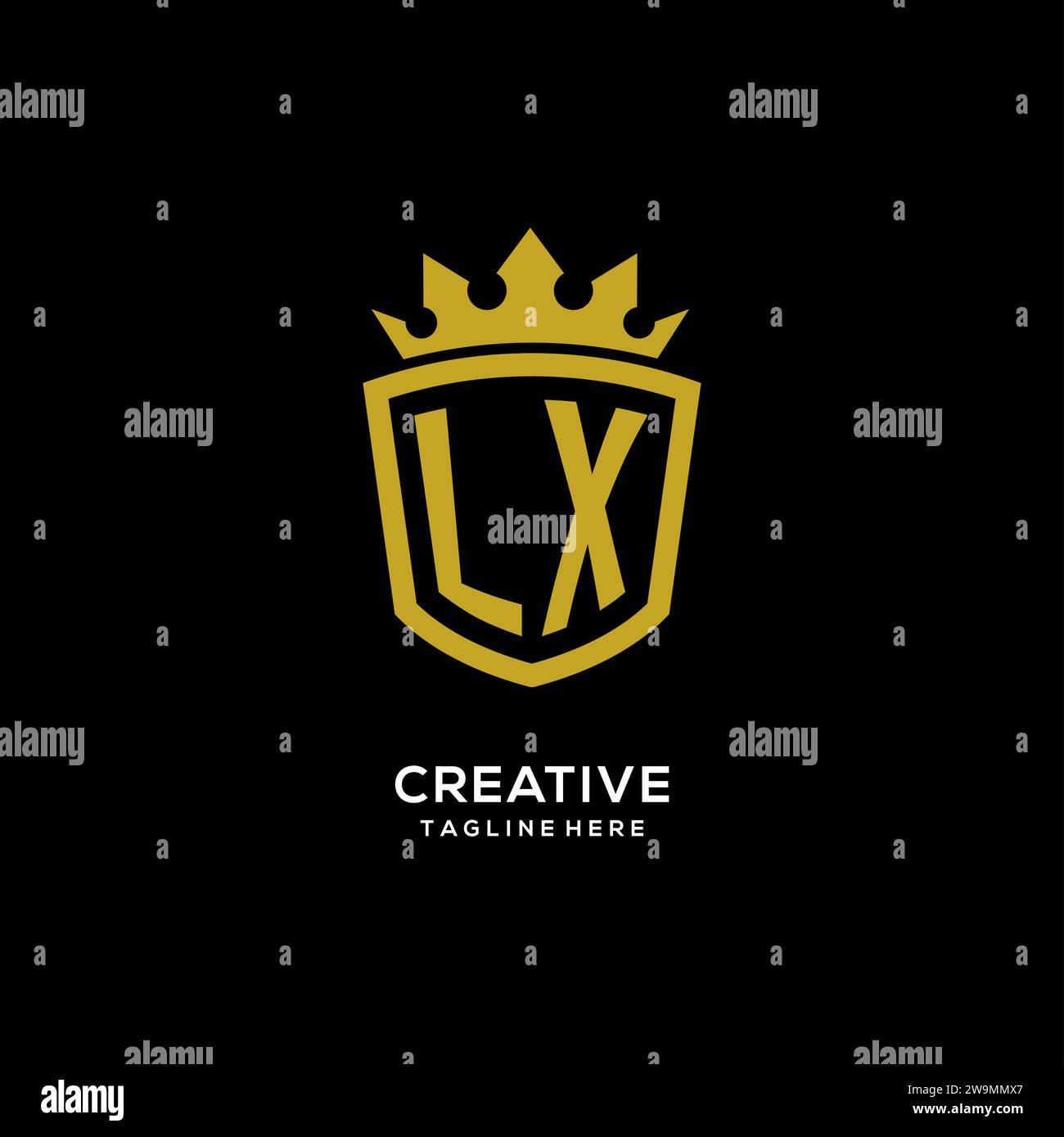 Initial LX logo shield crown style, luxury elegant monogram logo design vector graphic Stock ...