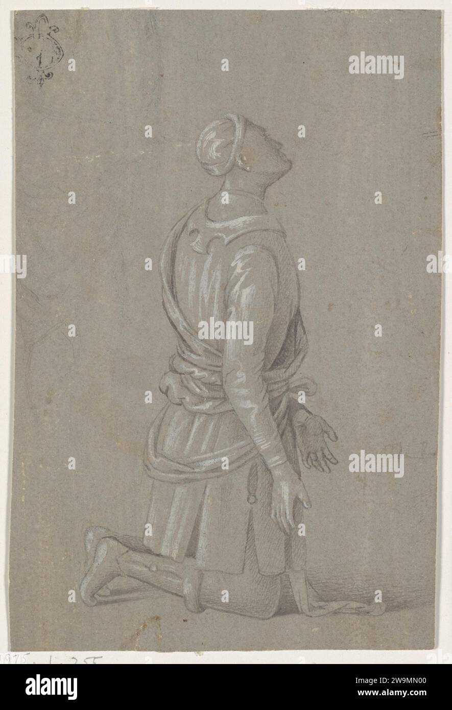 A Kneeling Man in Fifteenth-Century Costume (recto); a small ...