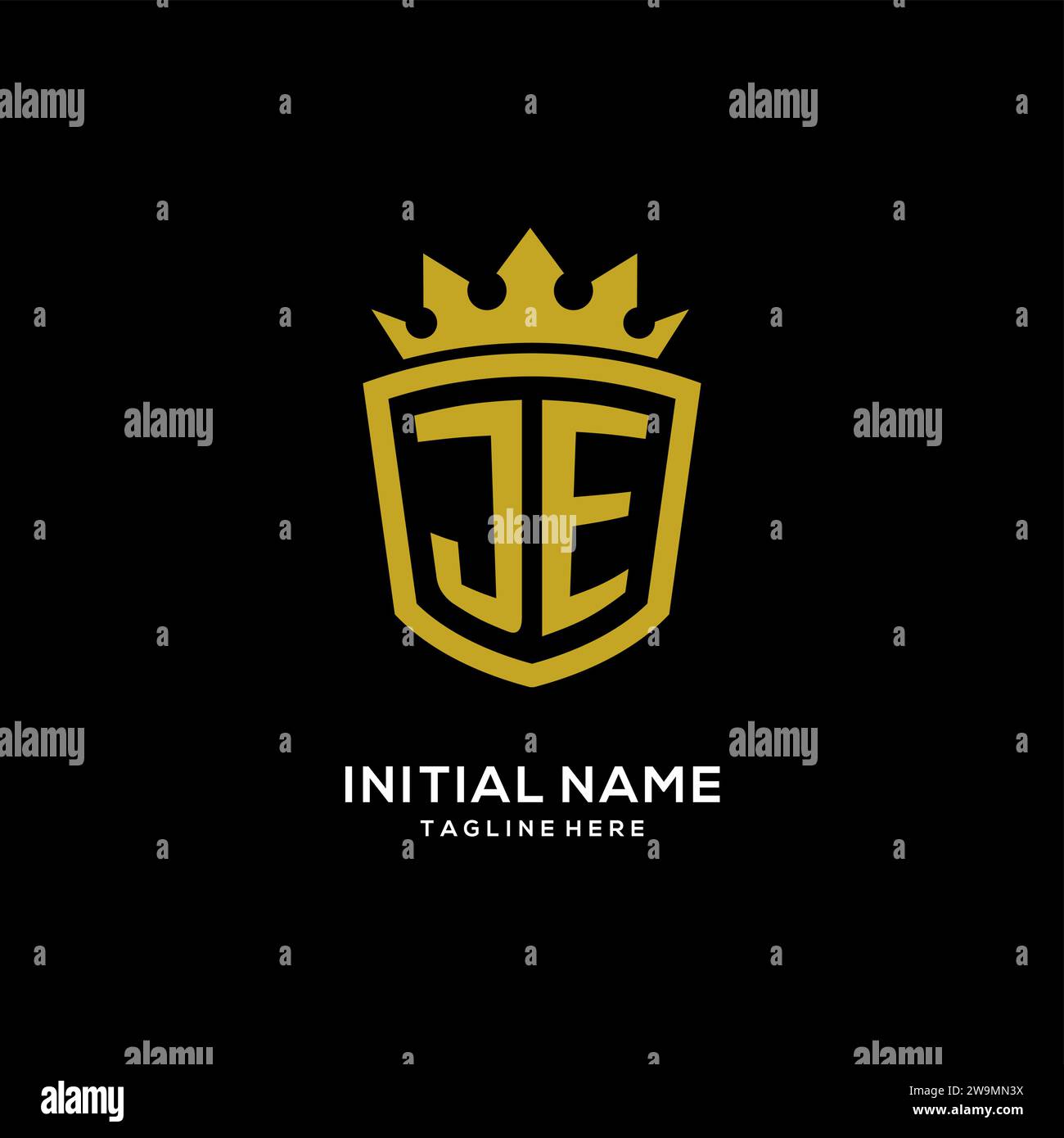 Initial JE logo shield crown style, luxury elegant monogram logo design ...