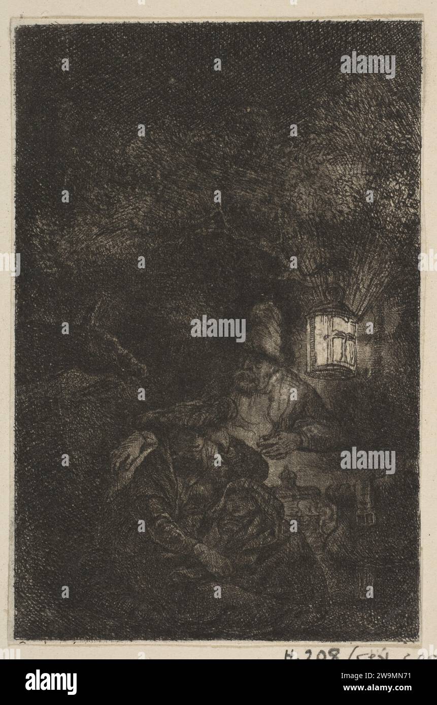 The Rest on the Flight into Egypt: A Night Piece (reverse copy) 1947 by Rembrandt (Rembrandt van ...