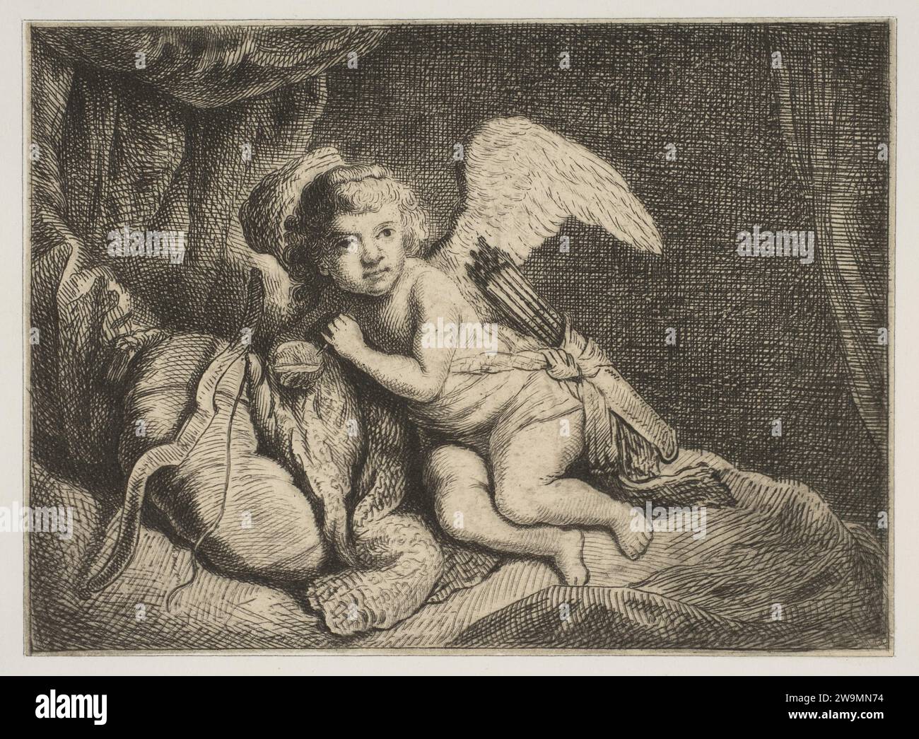 Cupid Resting (copy) 1917 by Rembrandt (Rembrandt van Rijn Stock Photo ...