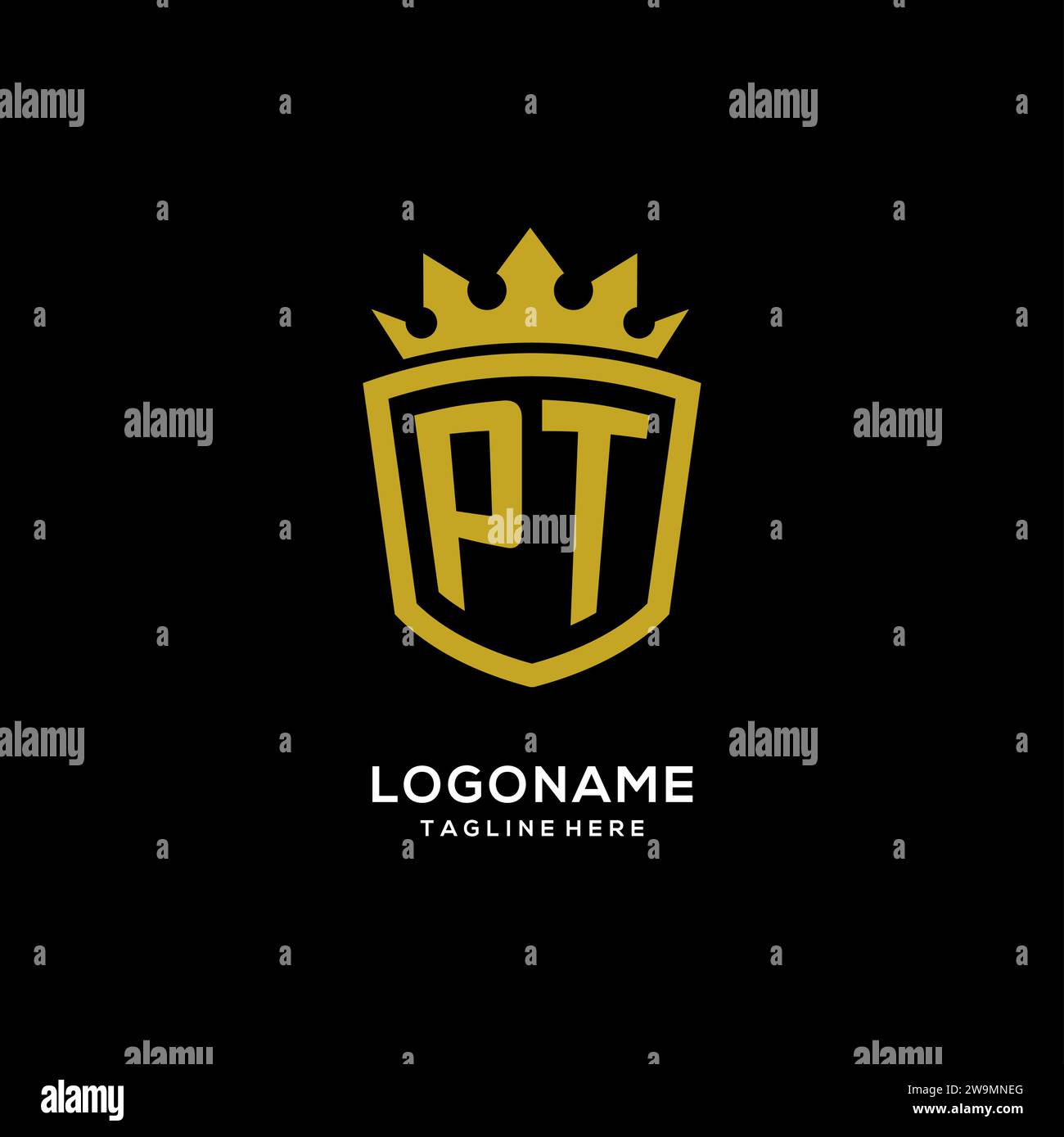 Initial PT logo shield crown style, luxury elegant monogram logo design vector graphic Stock ...