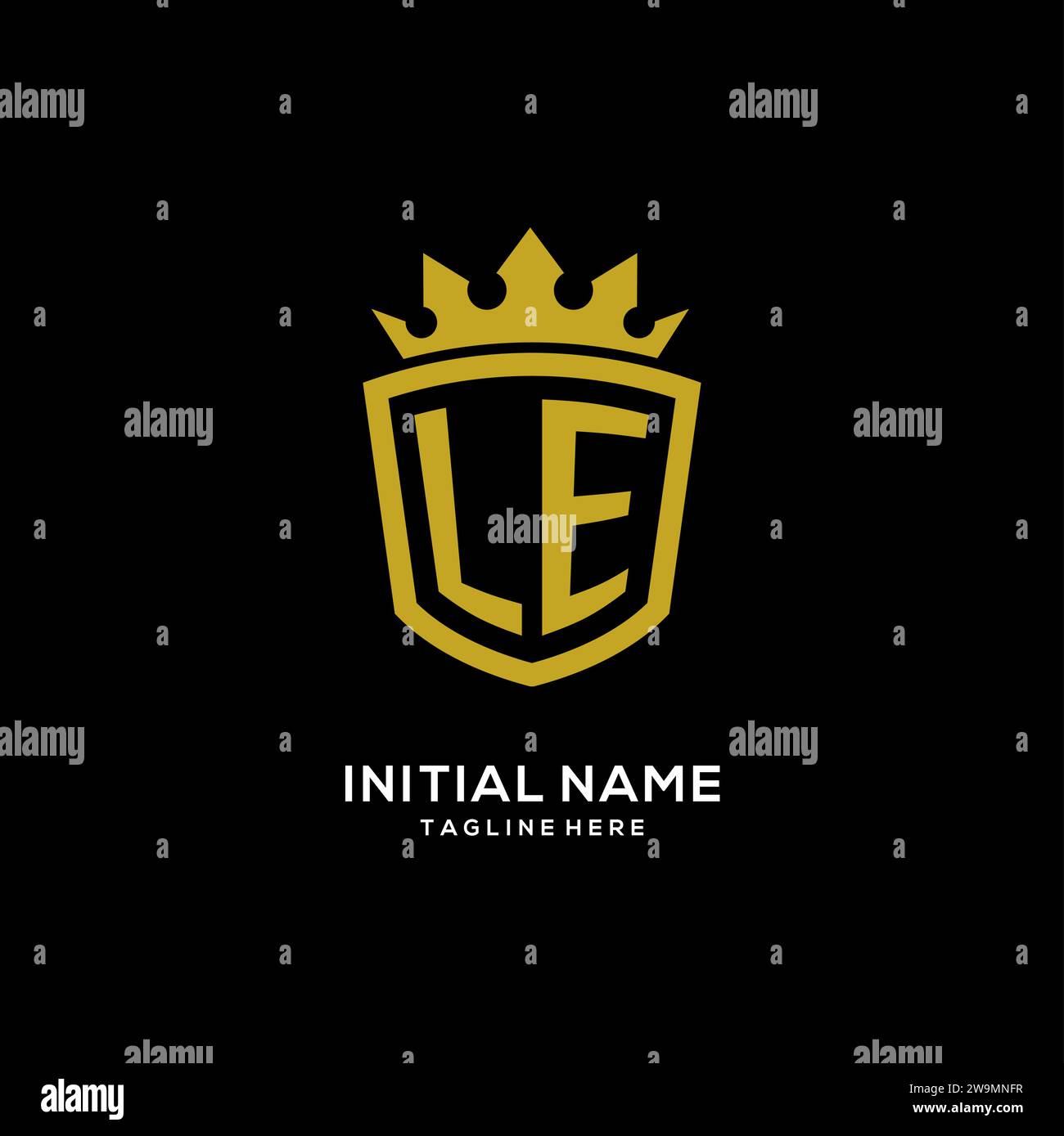 Initial LE logo shield crown style, luxury elegant monogram logo design ...