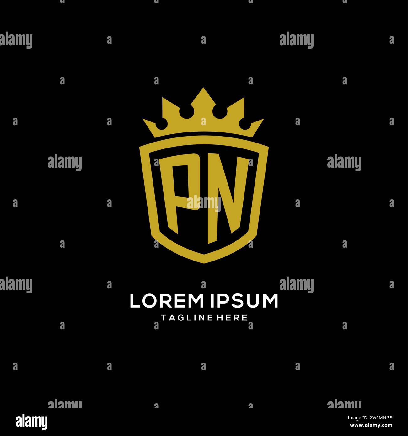 Initial PN logo shield crown style, luxury elegant monogram logo design vector graphic Stock ...