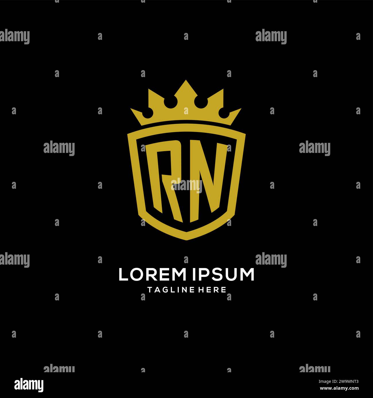 Initial RN logo shield crown style, luxury elegant monogram logo design ...