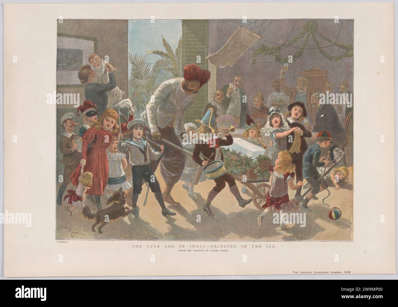 The Yule Log in India Bringing in the Ice, from "The Graphic" Christmas ...