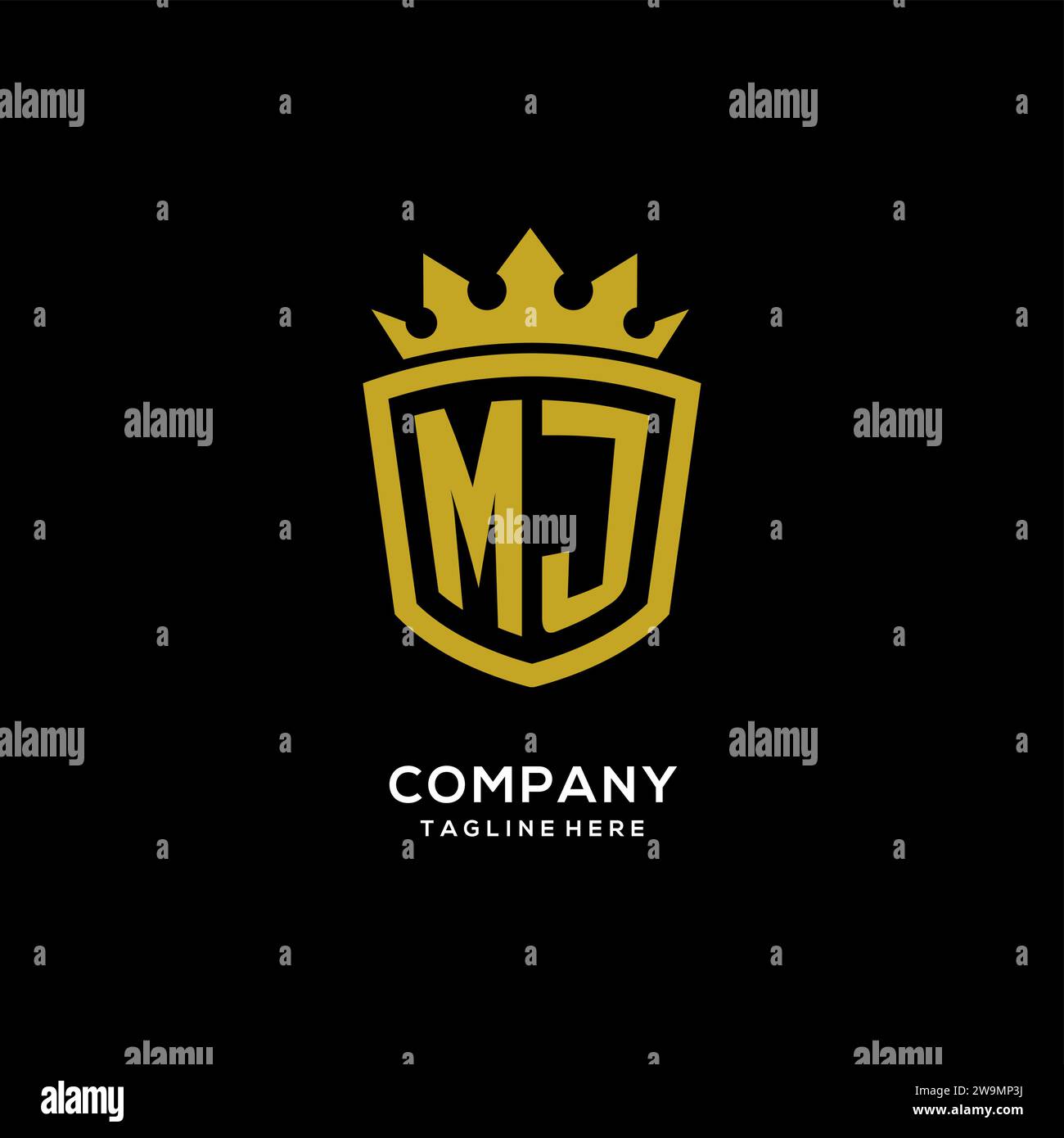 Initial MJ logo shield crown style, luxury elegant monogram logo design ...