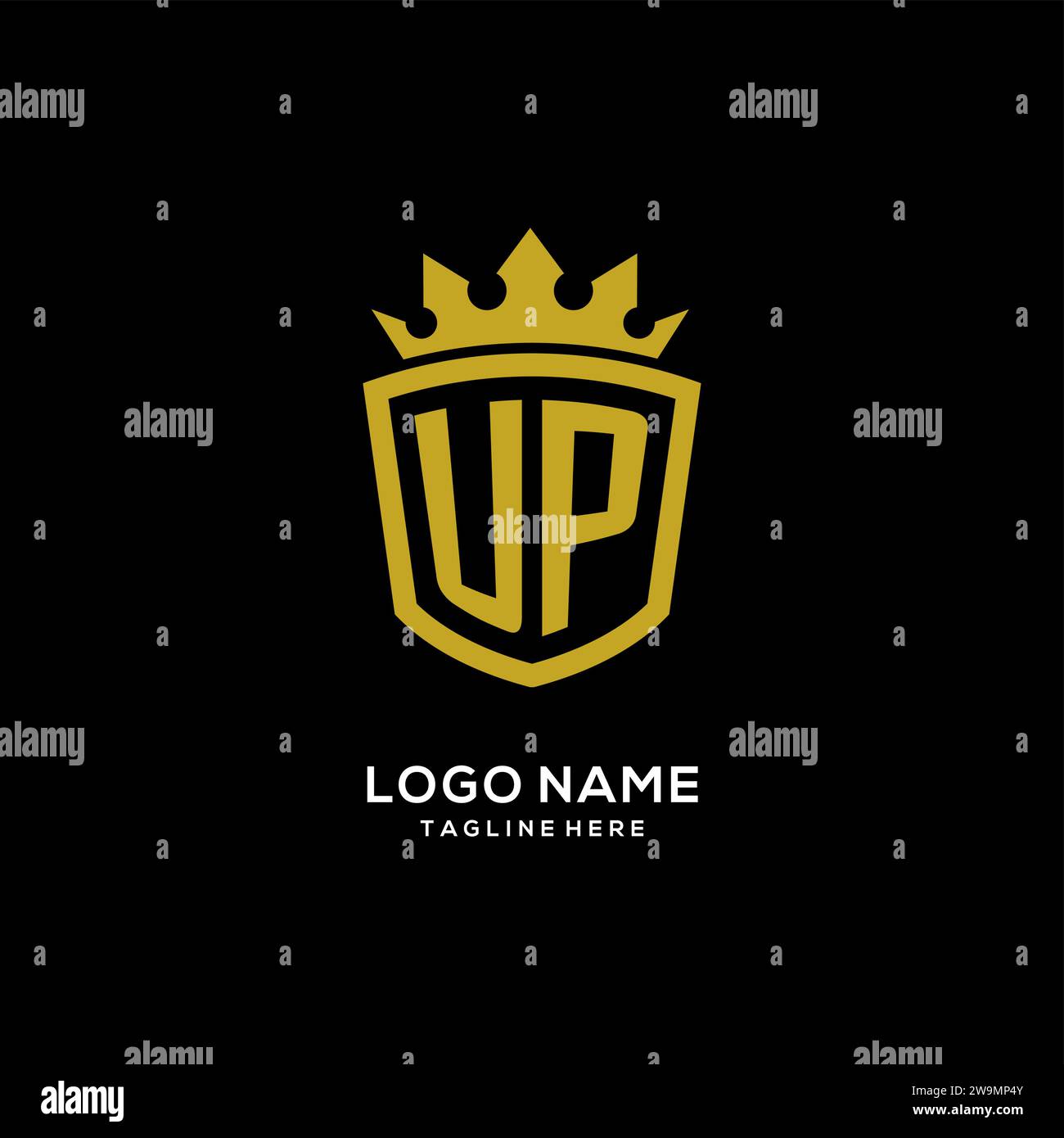 Initial UP logo shield crown style, luxury elegant monogram logo design ...