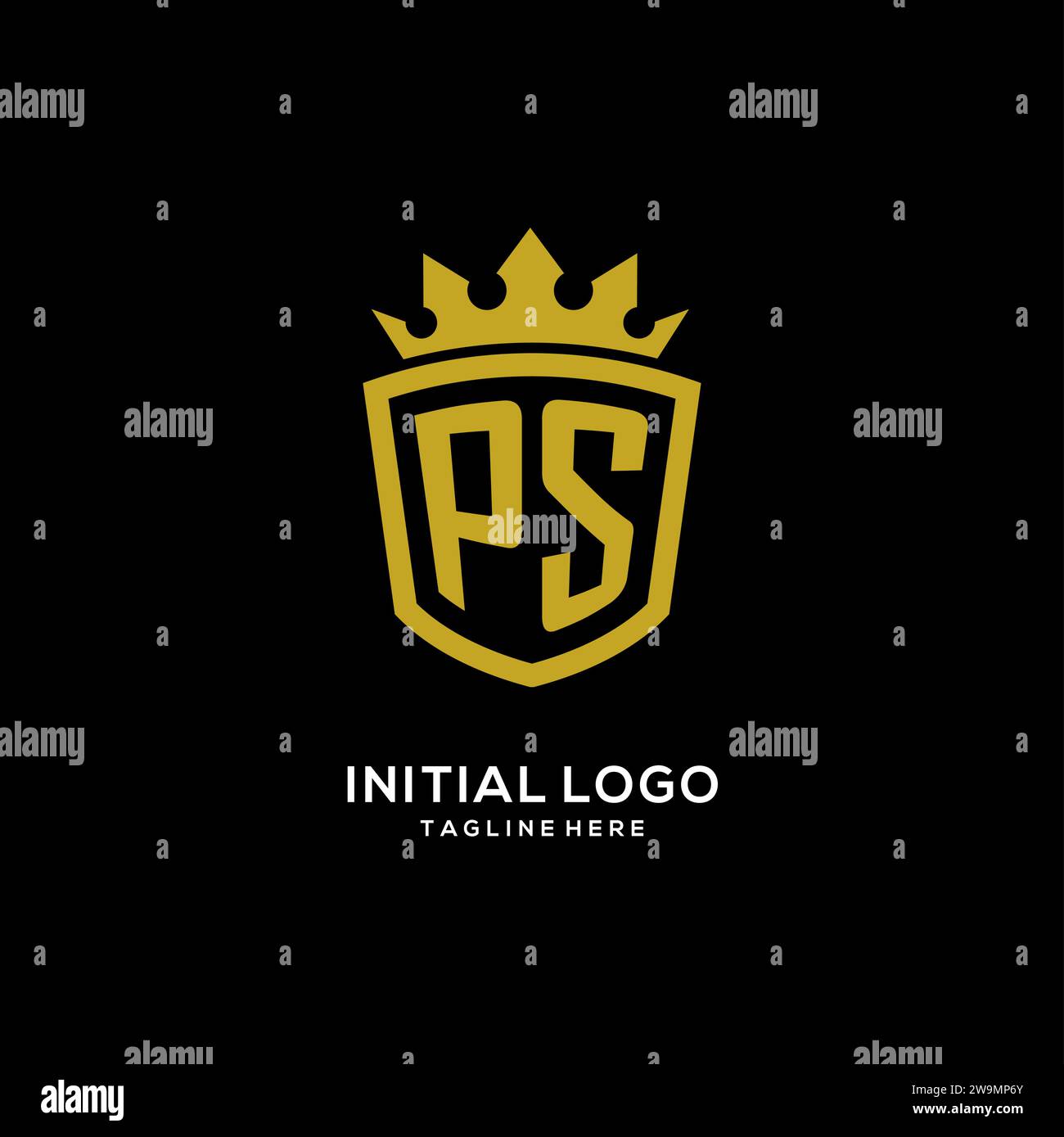 Initial PS logo shield crown style, luxury elegant monogram logo design vector graphic Stock ...