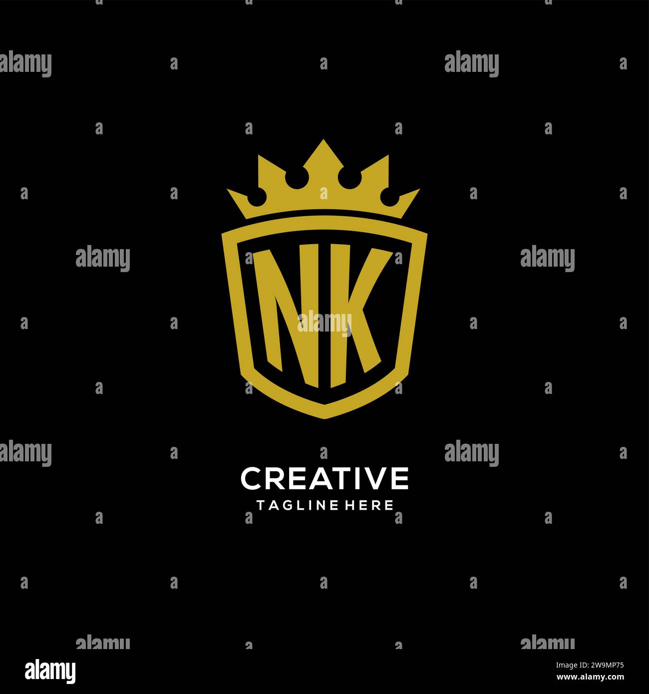 Initial NK logo shield crown style, luxury elegant monogram logo design ...