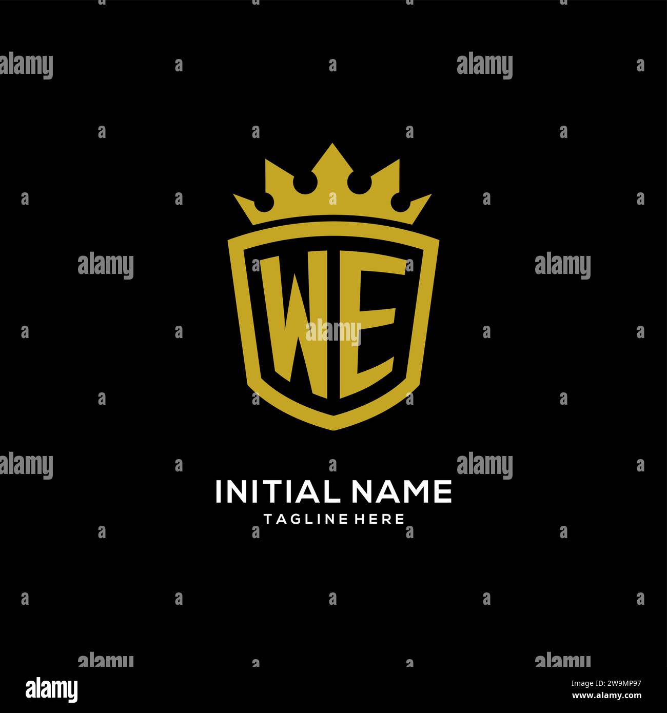 Initial WE logo shield crown style, luxury elegant monogram logo design ...