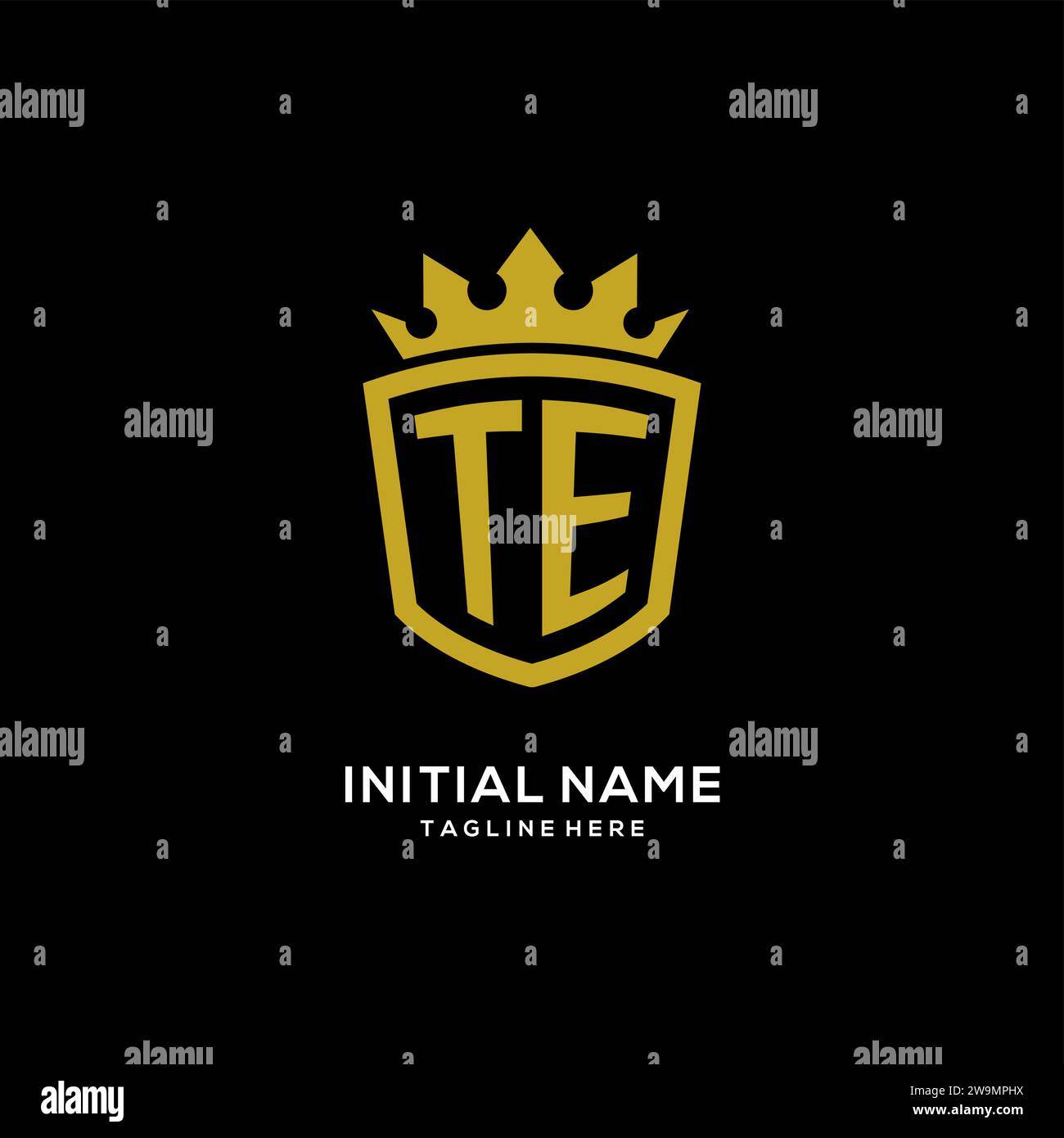 Initial TE logo shield crown style, luxury elegant monogram logo design ...