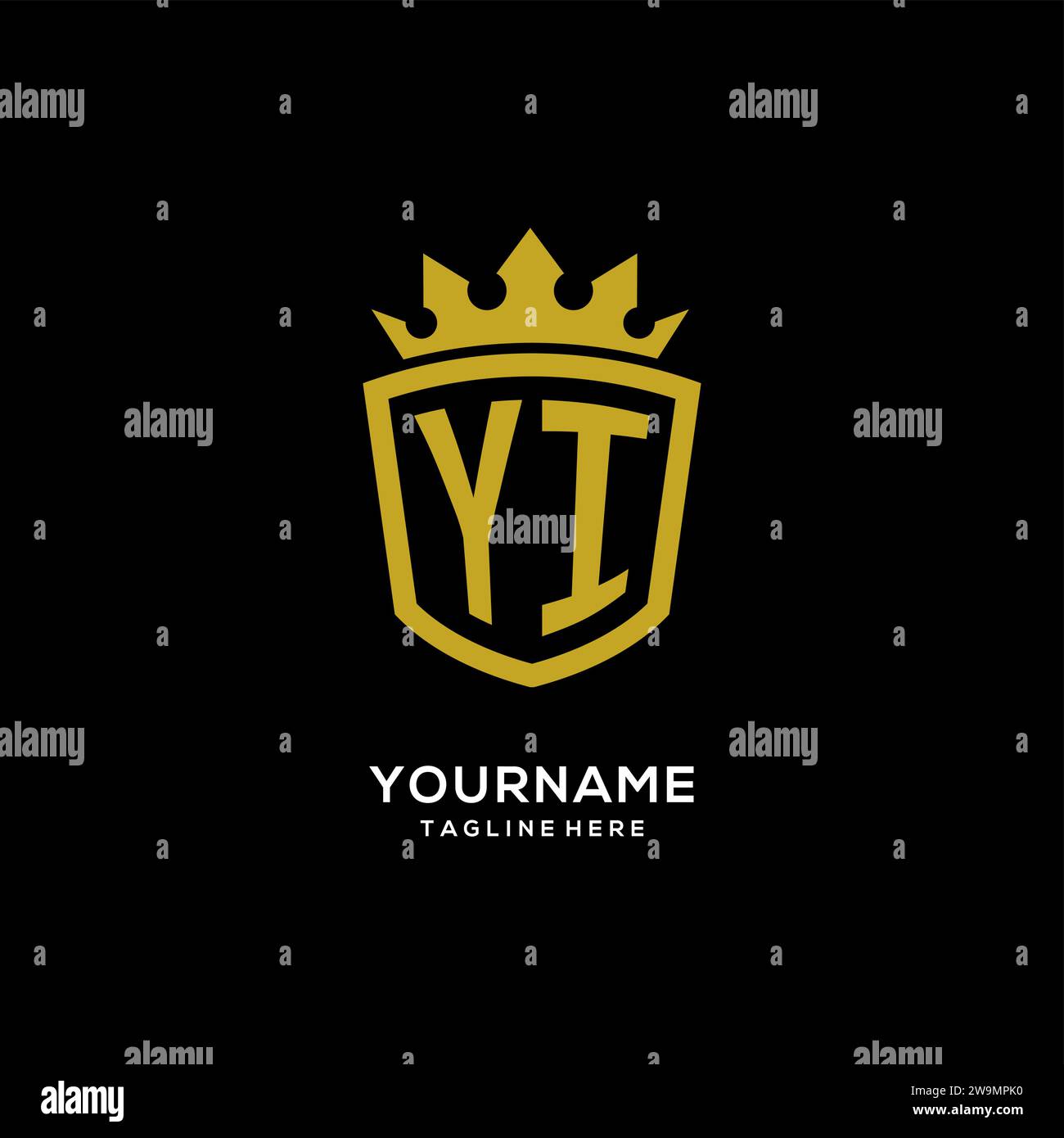 Initial YI logo shield crown style, luxury elegant monogram logo design vector graphic Stock ...