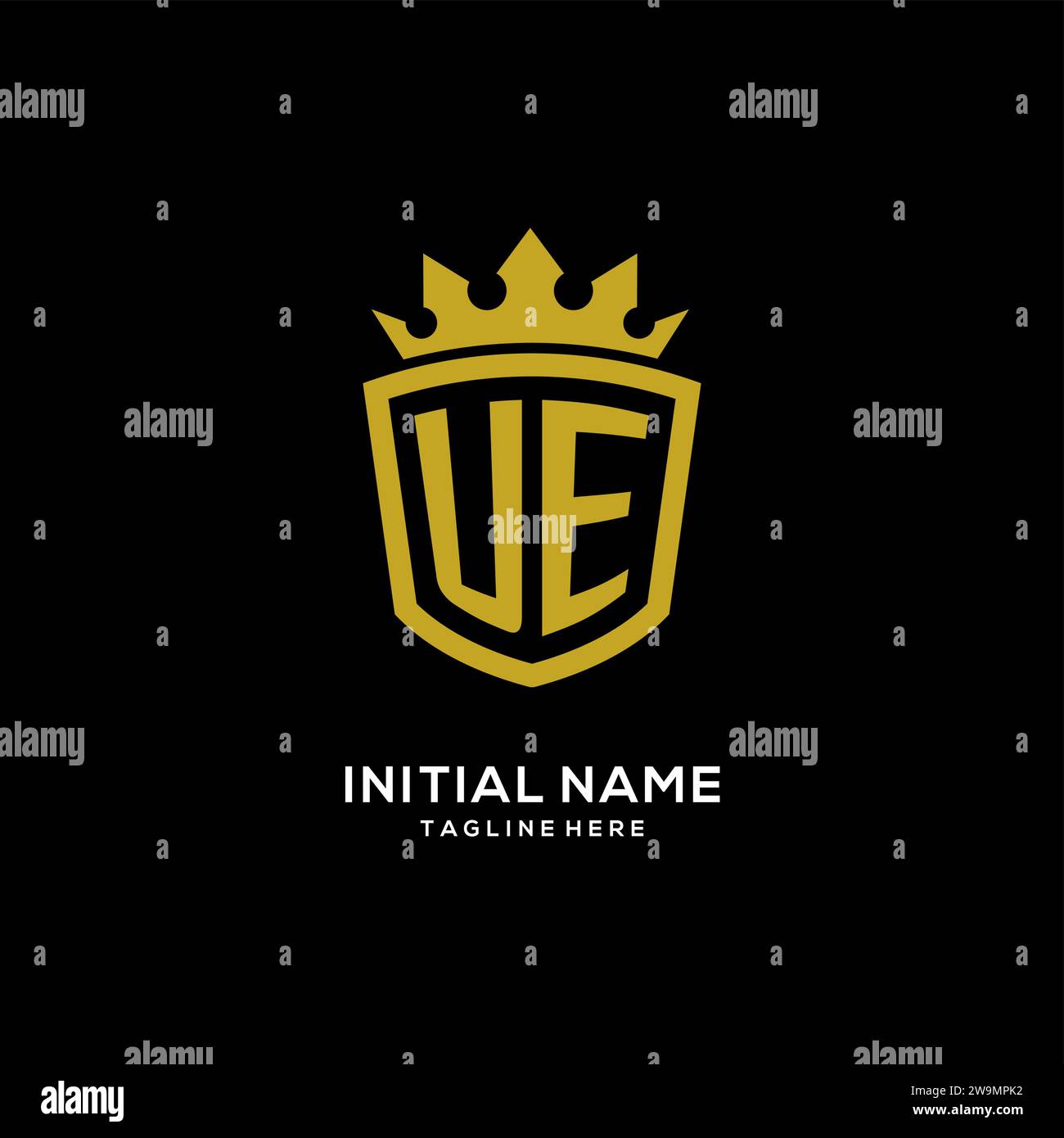Initial UE logo shield crown style, luxury elegant monogram logo design vector graphic Stock ...