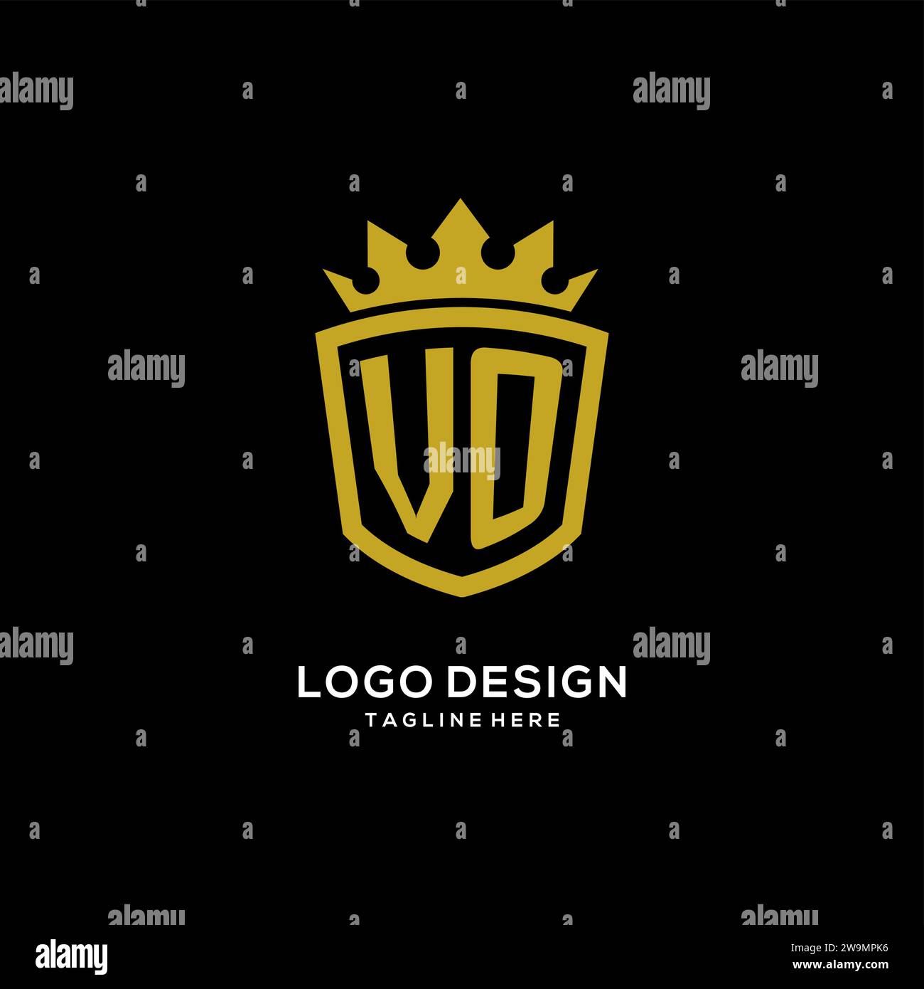 Initial VO logo shield crown style, luxury elegant monogram logo design vector graphic Stock ...