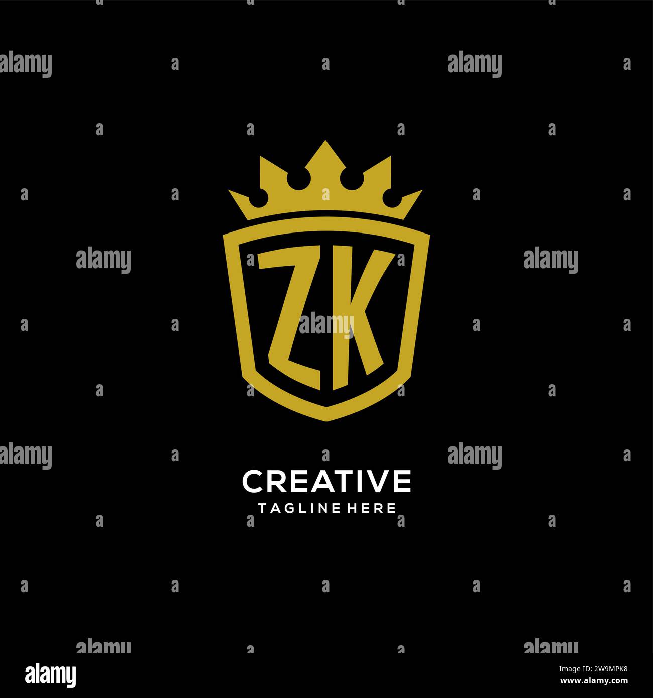 Initial ZK logo shield crown style, luxury elegant monogram logo design ...