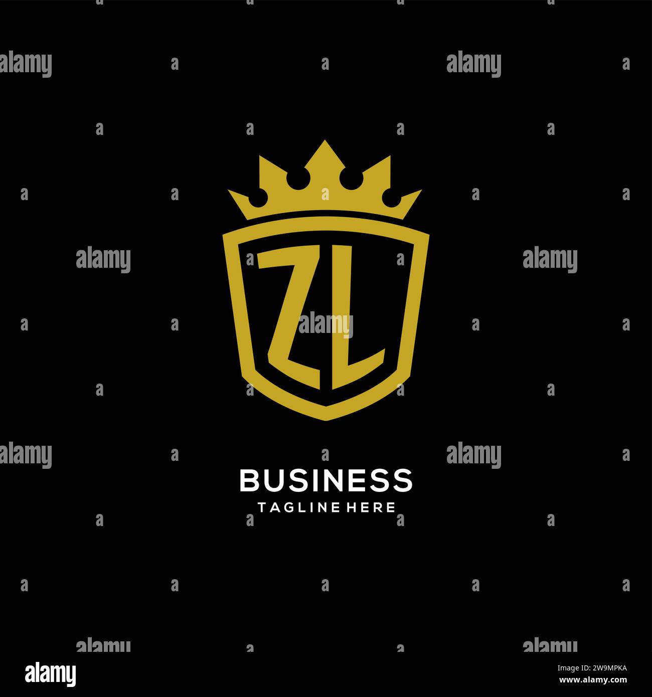 Initial ZL logo shield crown style, luxury elegant monogram logo design ...