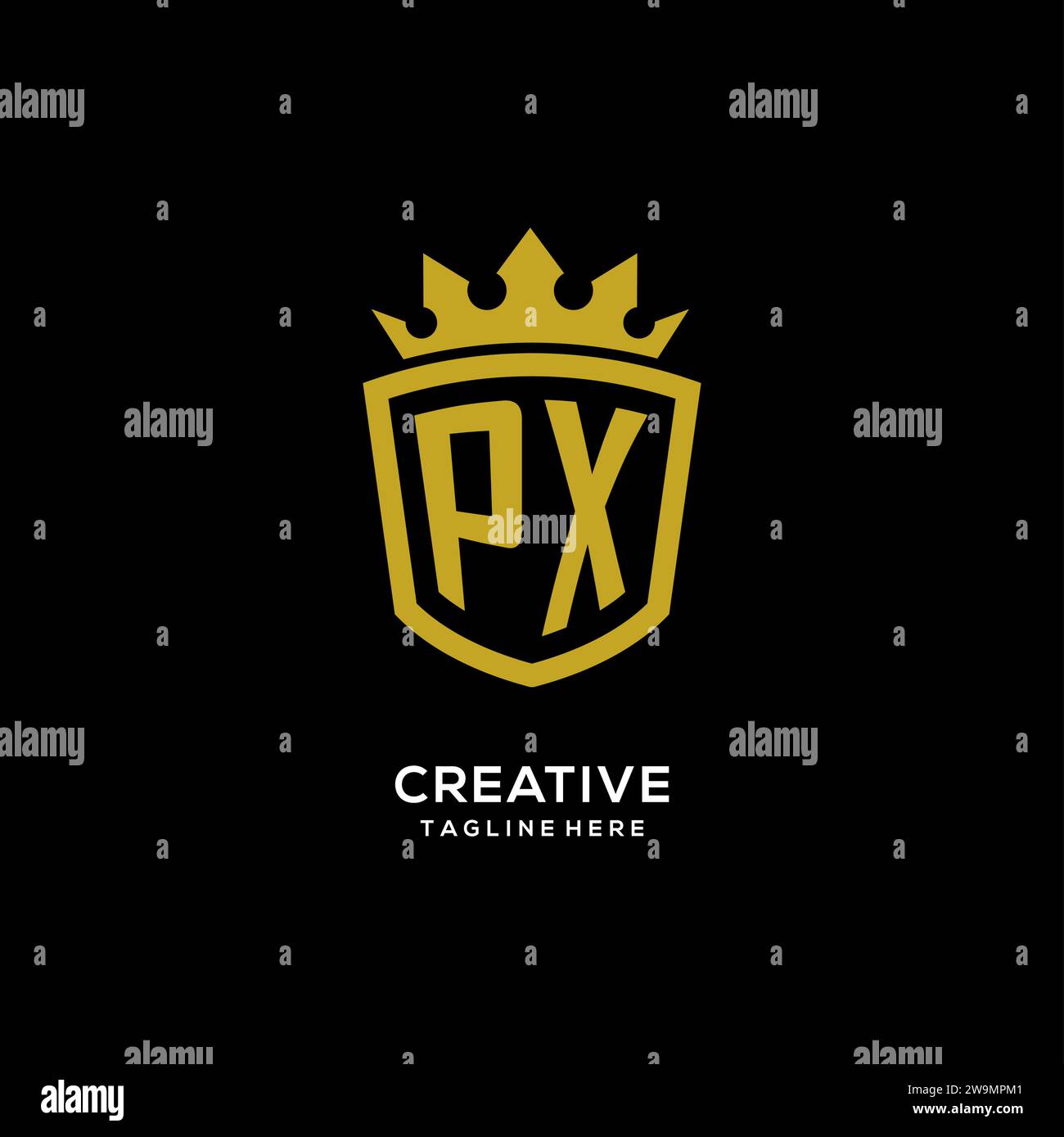 Initial PX logo shield crown style, luxury elegant monogram logo design vector graphic Stock ...