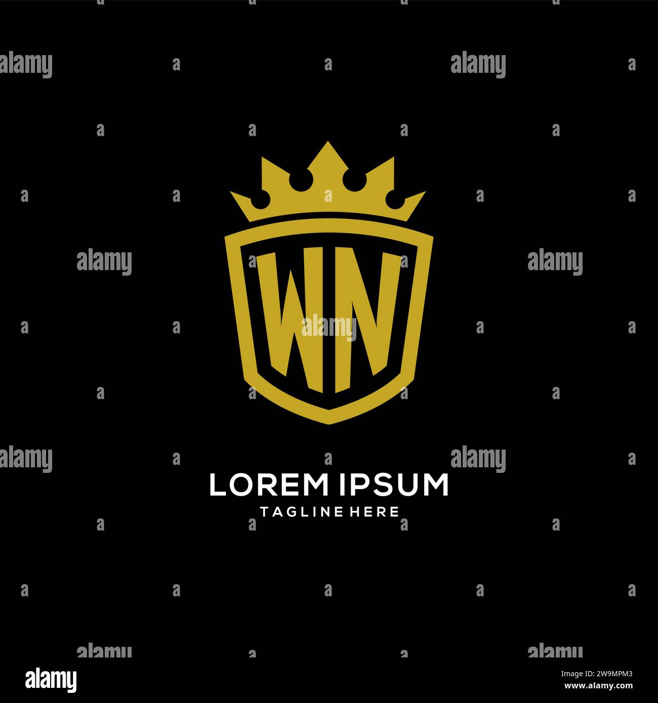 Initial WN logo shield crown style, luxury elegant monogram logo design ...