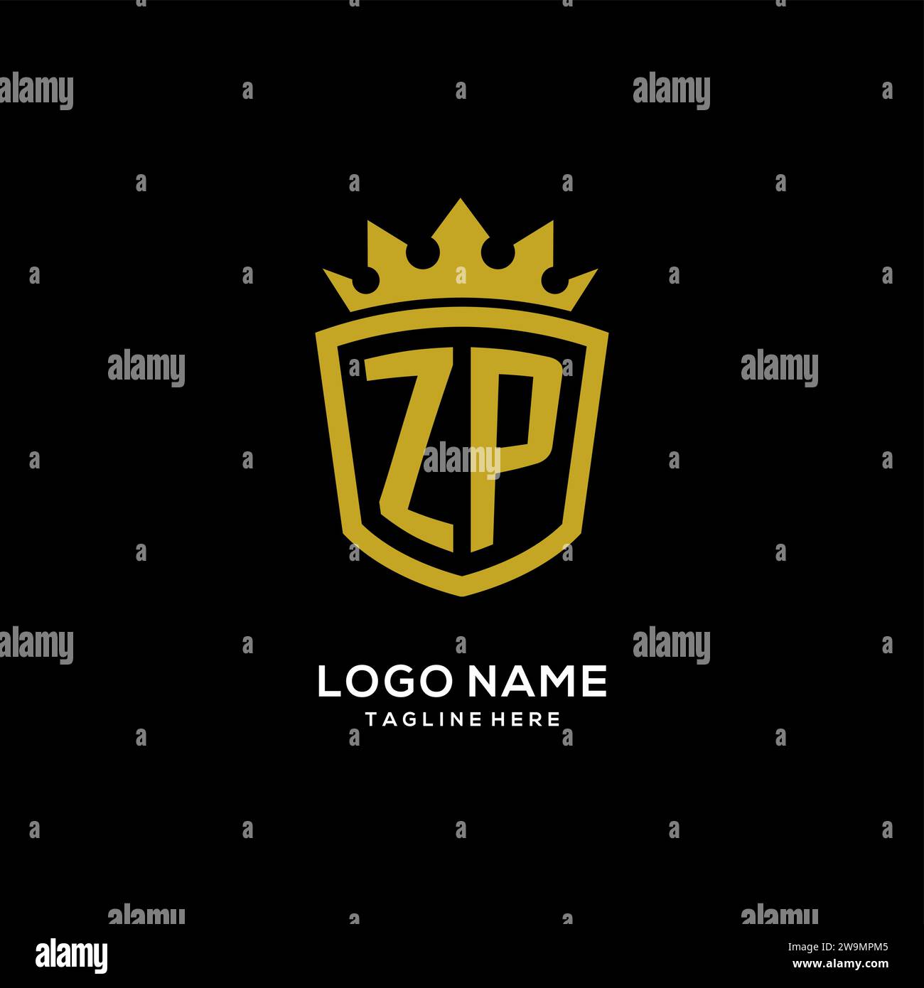 Initial ZP logo shield crown style, luxury elegant monogram logo design ...