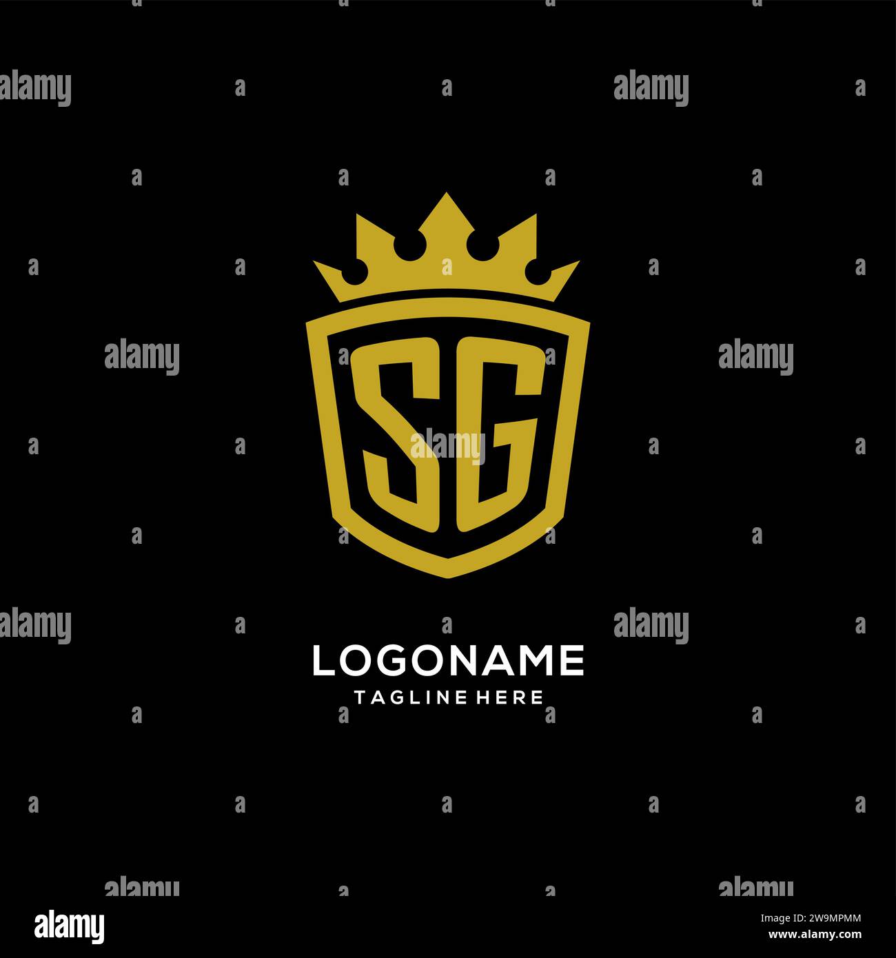 Initial SG logo shield crown style, luxury elegant monogram logo design vector graphic Stock ...