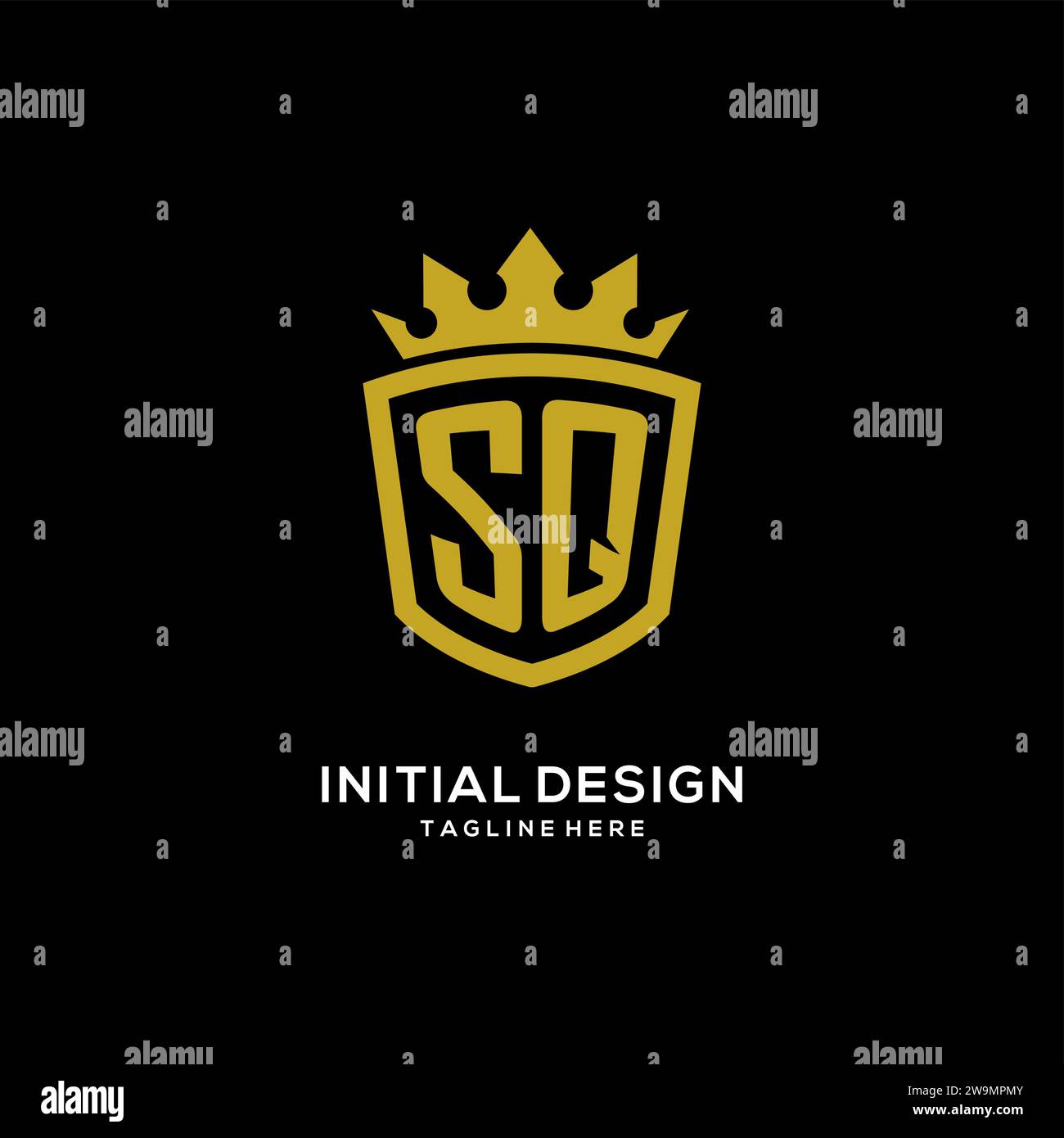 Initial SQ logo shield crown style, luxury elegant monogram logo design ...