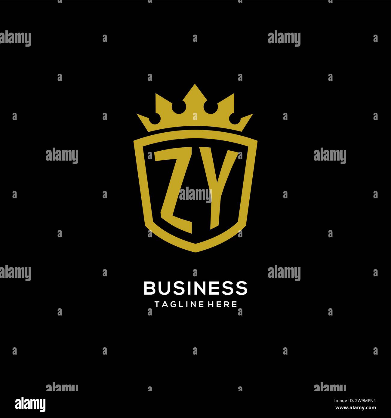 Initial ZY logo shield crown style, luxury elegant monogram logo design vector graphic Stock ...