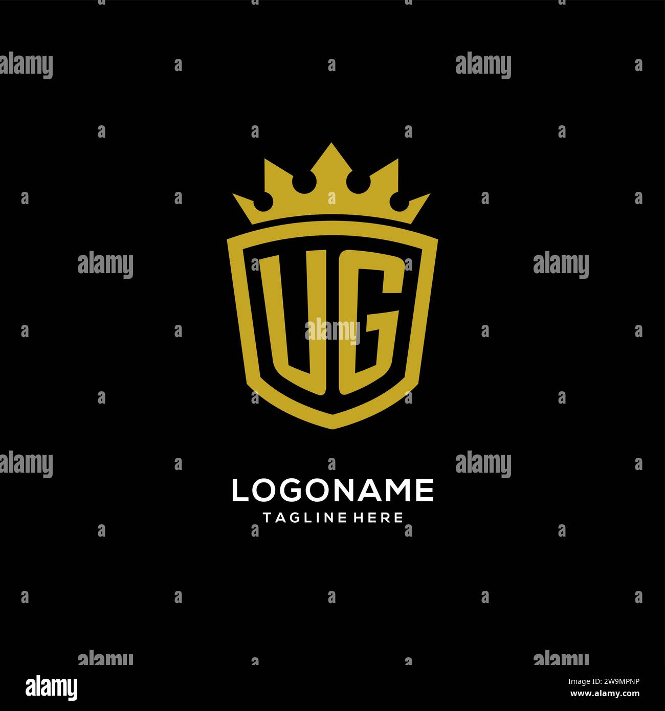 Initial UG logo shield crown style, luxury elegant monogram logo design ...