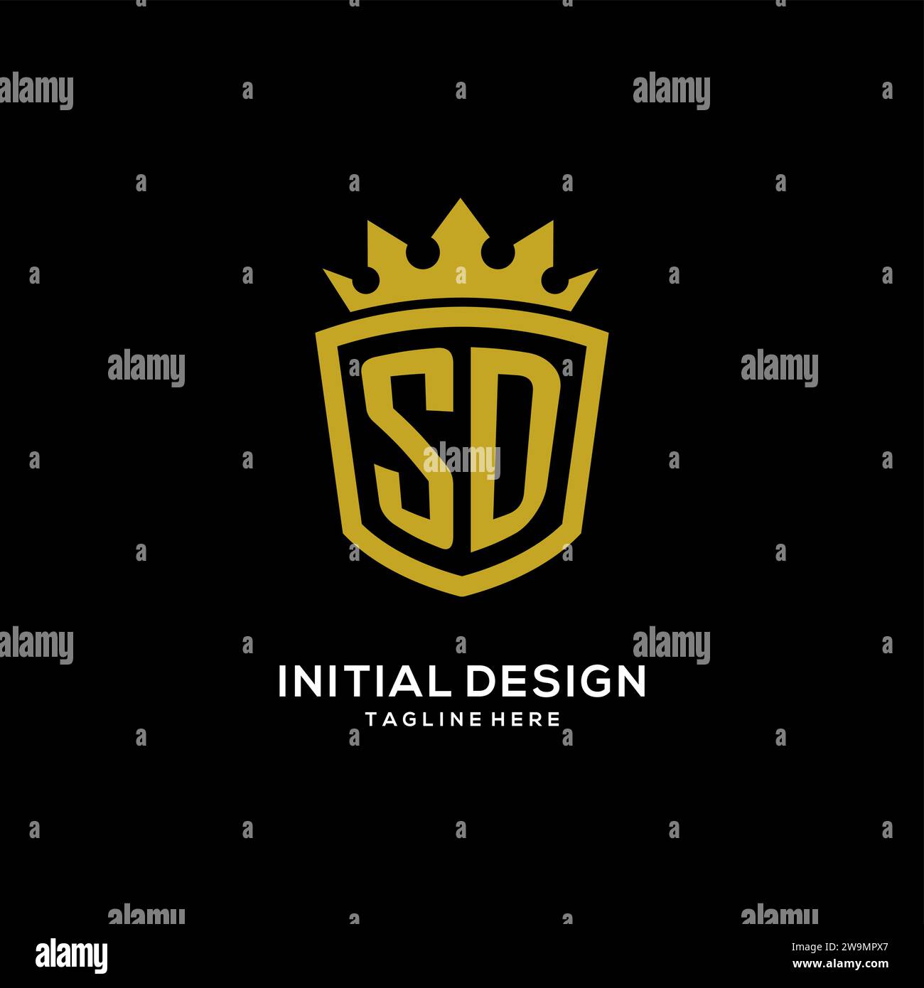Initial SD logo shield crown style, luxury elegant monogram logo design ...