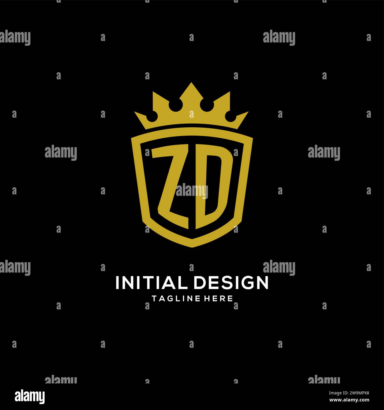 Initial ZD logo shield crown style, luxury elegant monogram logo design vector graphic Stock ...