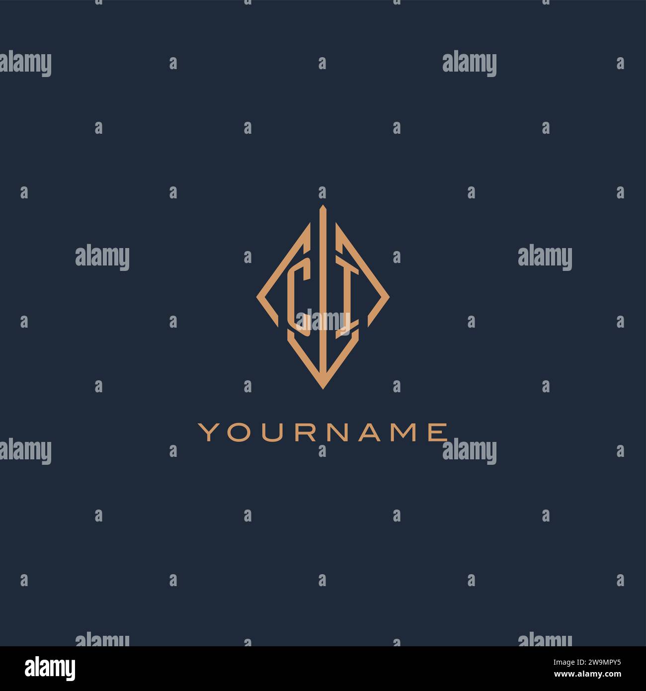 Monogram CI logo with diamond rhombus style, Luxury modern logo design ...